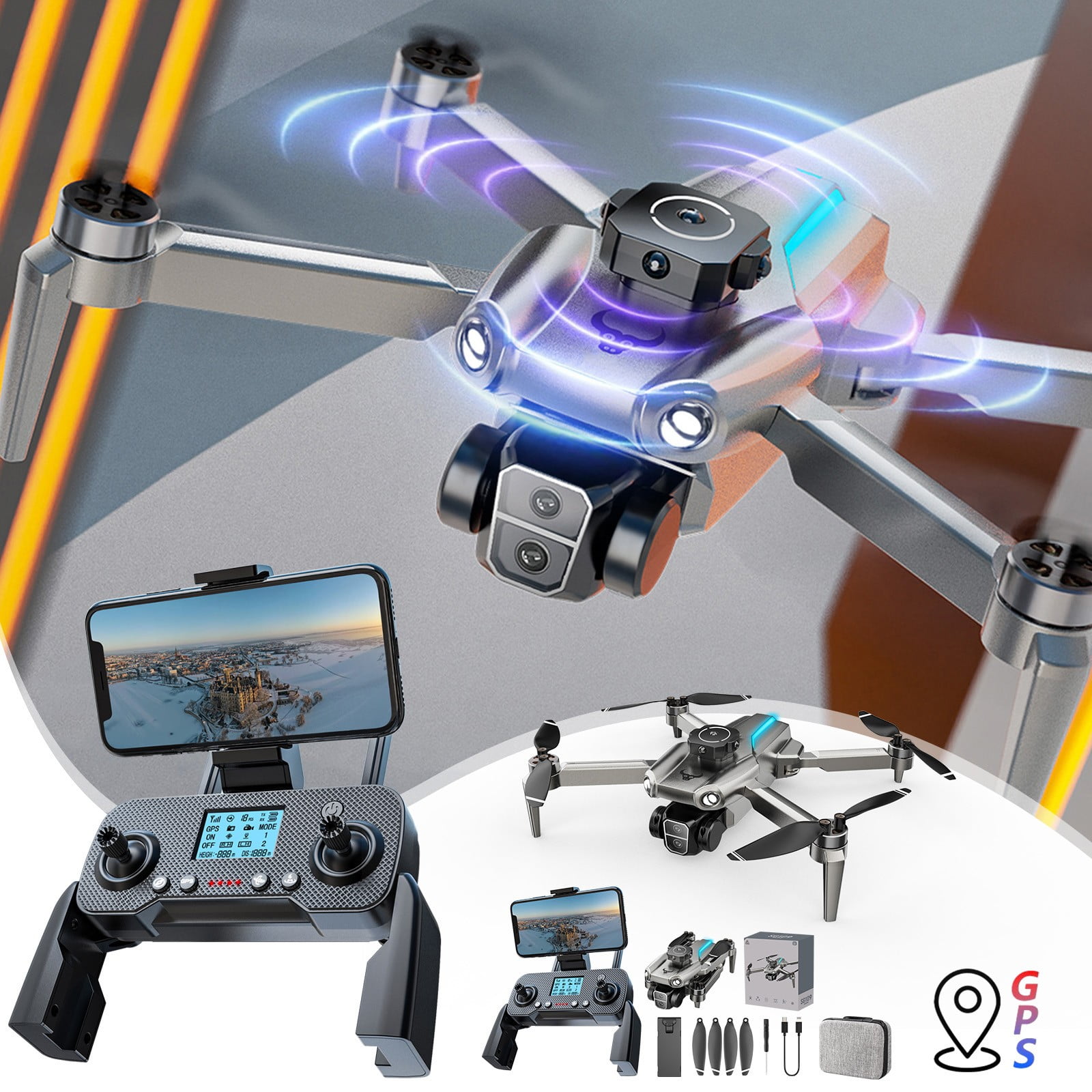 Nilvkv Drone GPS Drone with Screen Remote Control Brushless Motor and ...