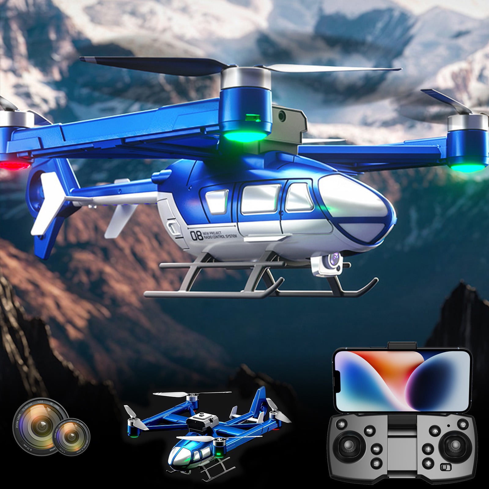 Nilvkv Drone RC Helicopter FPV Drone with ESC Camera Brushless Motor ...