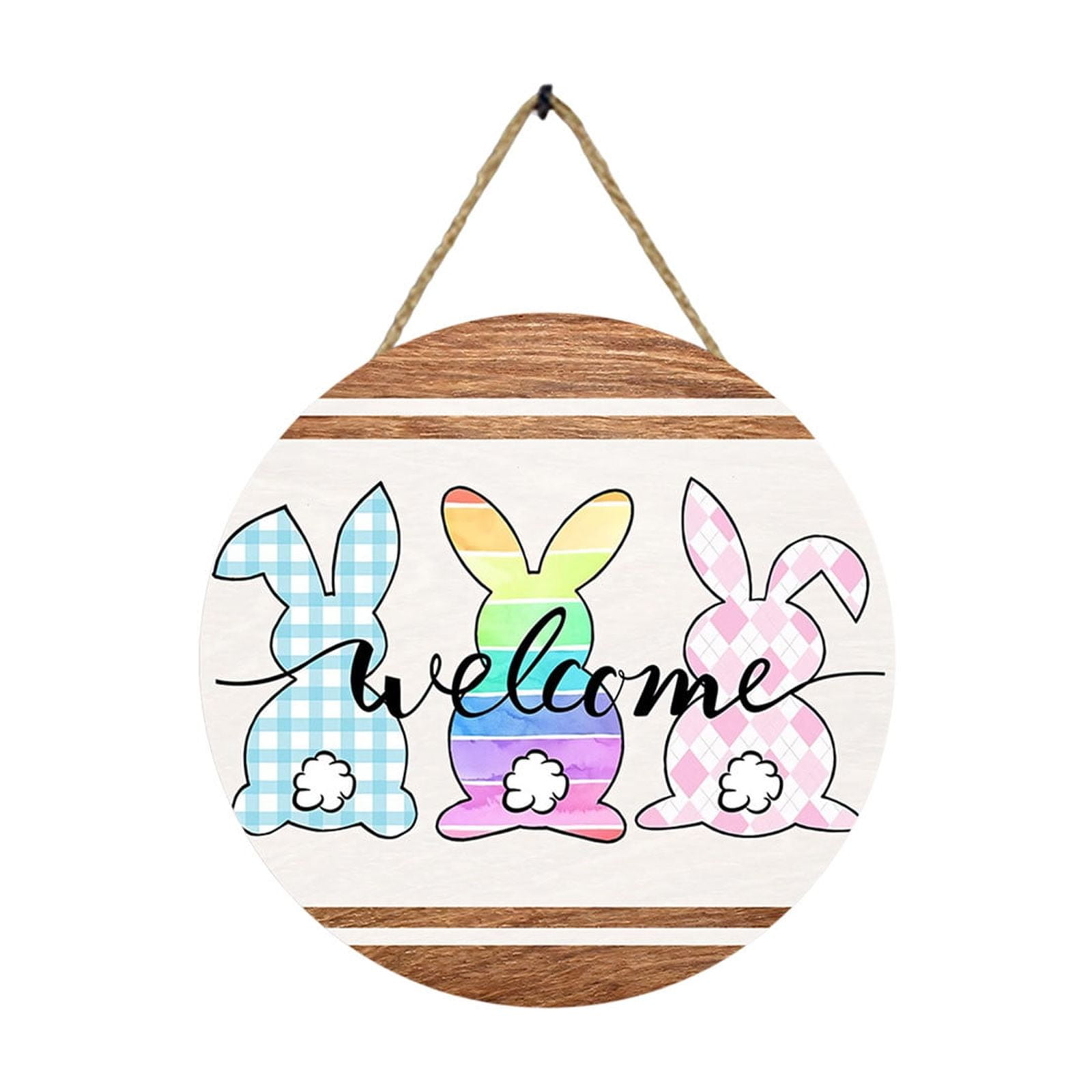 Nilvkv Easter Bunny Door Sign, Easter Eggs Bunny Wooden Hanging Sign ...