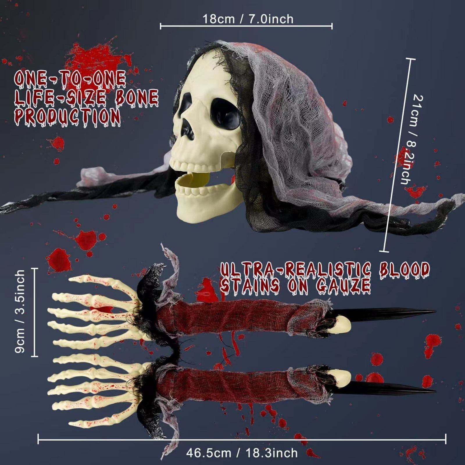 Nilvkv Eerie Outdoor Halloween Decorations Skull And Skeleton Ground ...