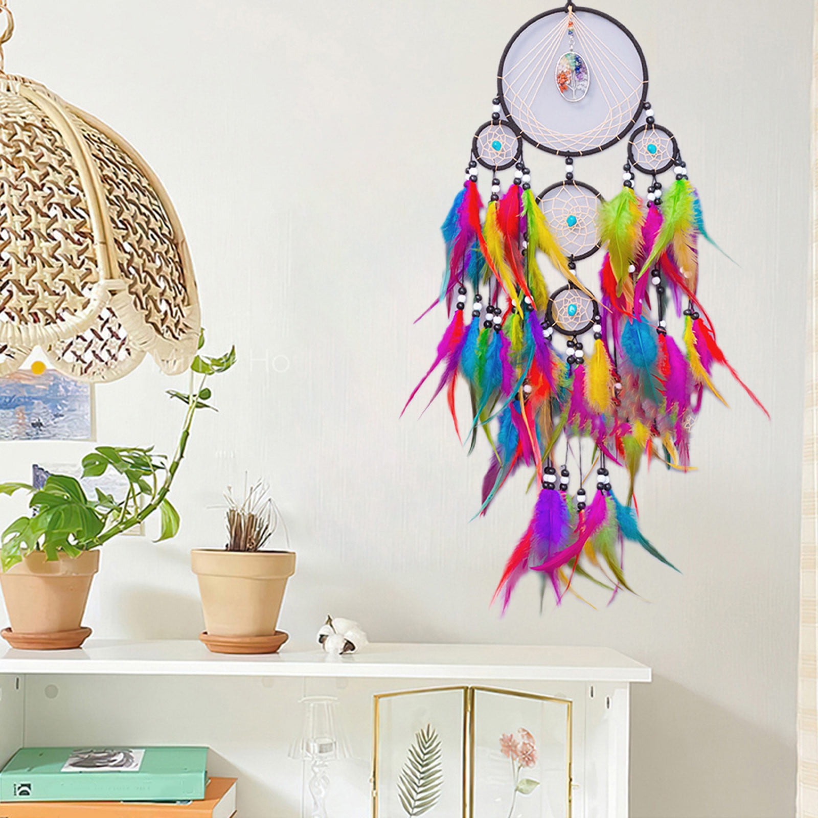 Nilvkv Feeling Turquoise Tree of Life Dreamcatcher Colorful Wind Chimes ...