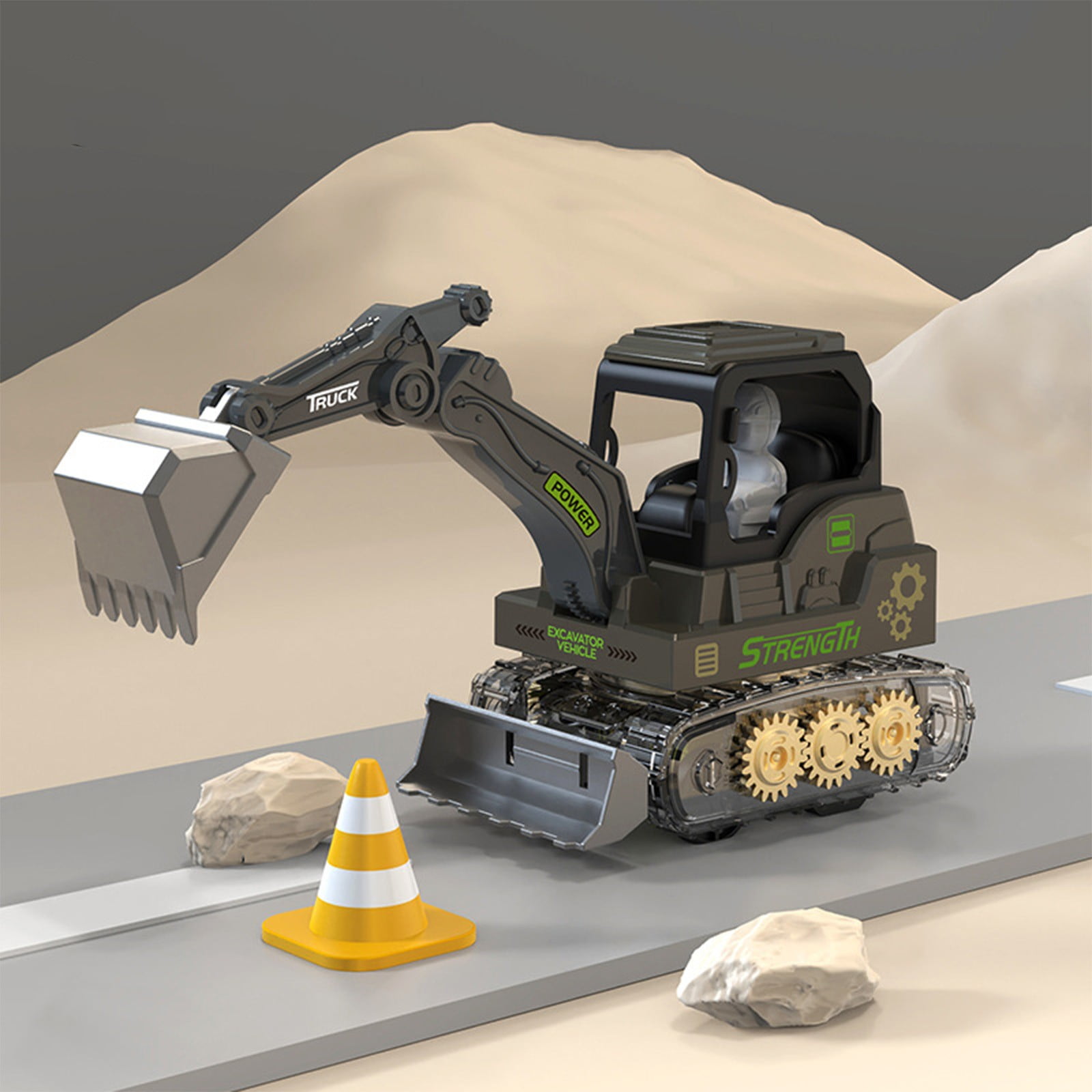 Nilvkv Friction Powered Backhoe, 4.8in Push and Go Toys Car ...