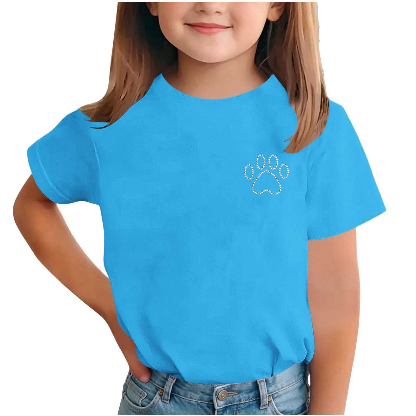 Nilvkv Girls T Shirts,Girls Tops,Kids Short Sleeve Crew Neck T-Shirt ...