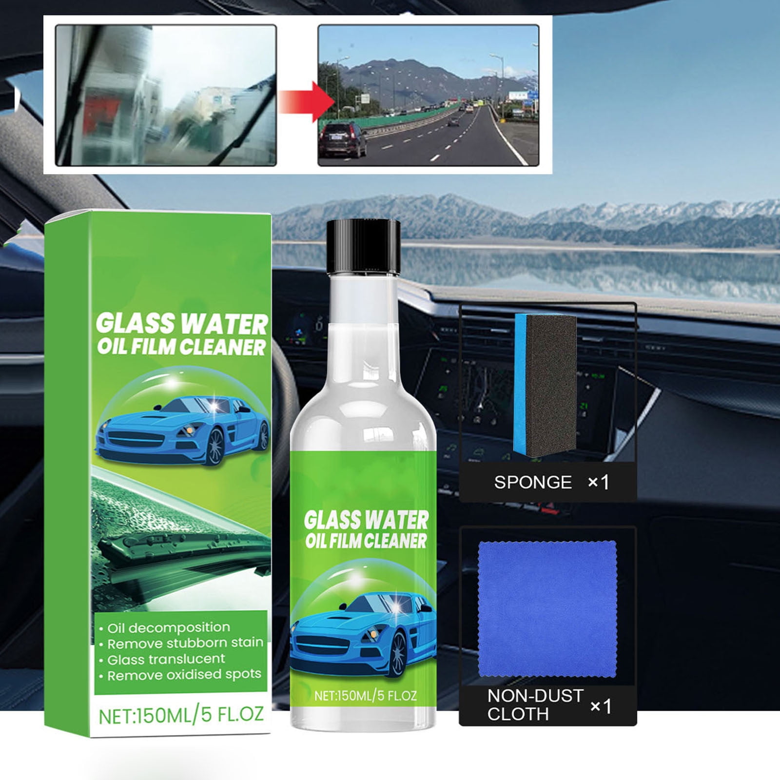 Nilvkv Glass Water Oil Film Cleaner 150ml Removes Grease, Grime, and ...