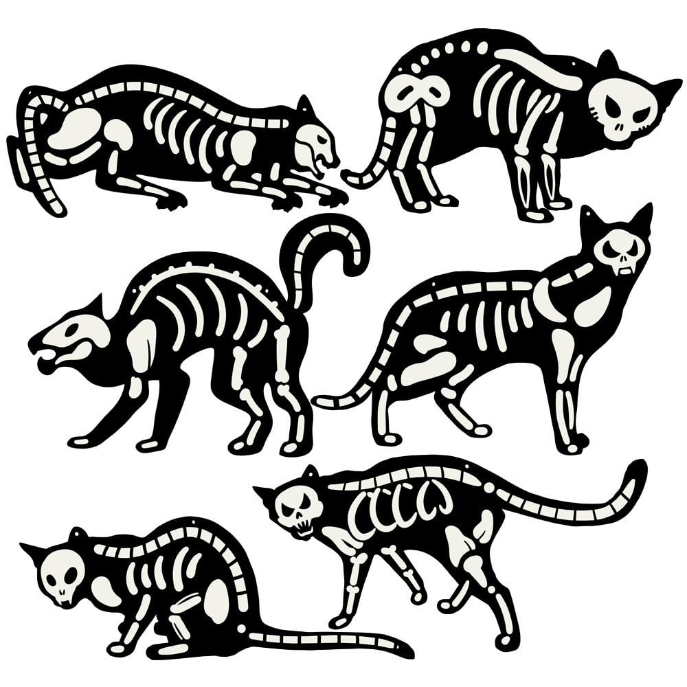 Nilvkv Halloween Glows-In-The-Dark Outdoor Courtyard Skeleton Cats ...