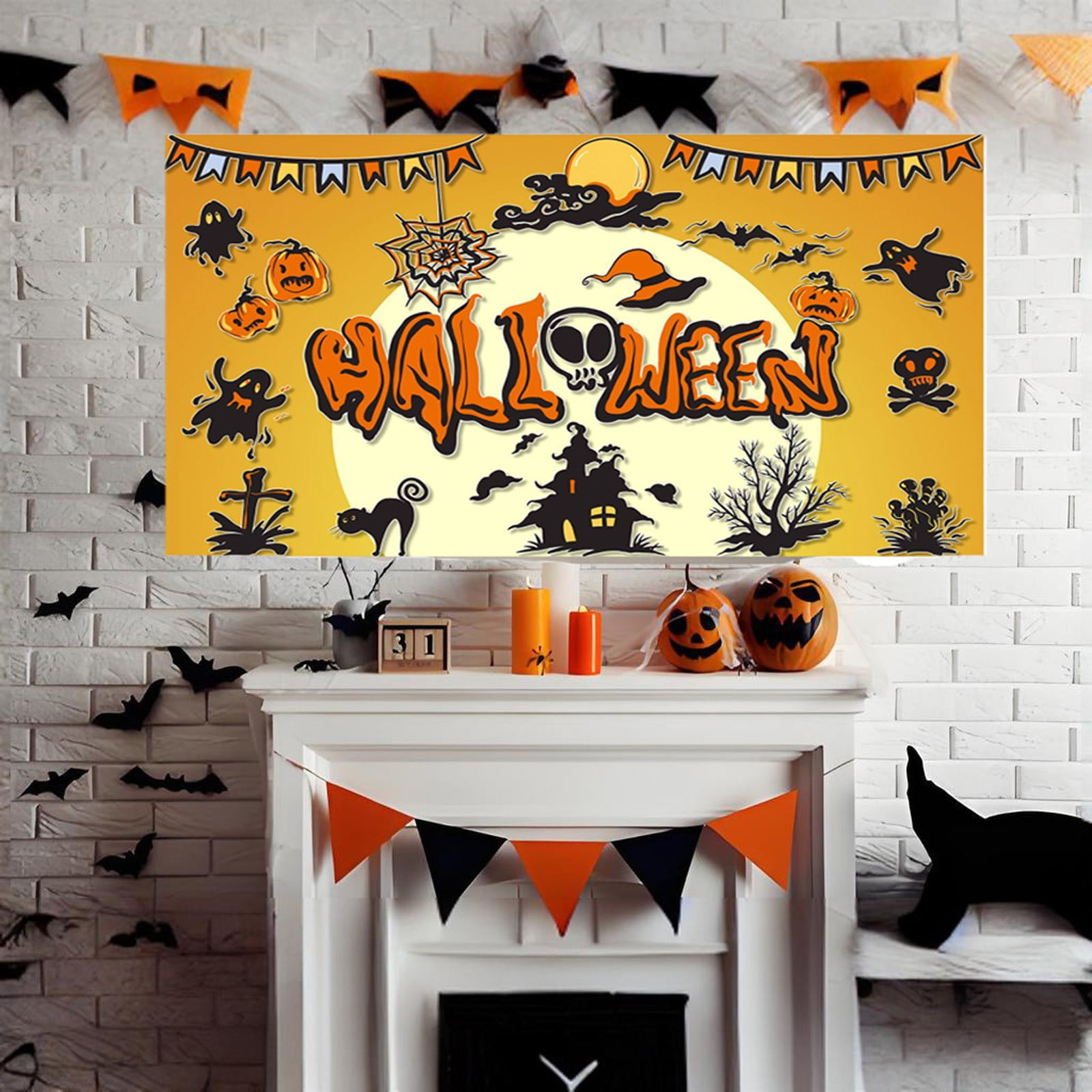 Nilvkv Halloween Skeleton Ghost Backdrops Fabric Hanging Ornaments ...