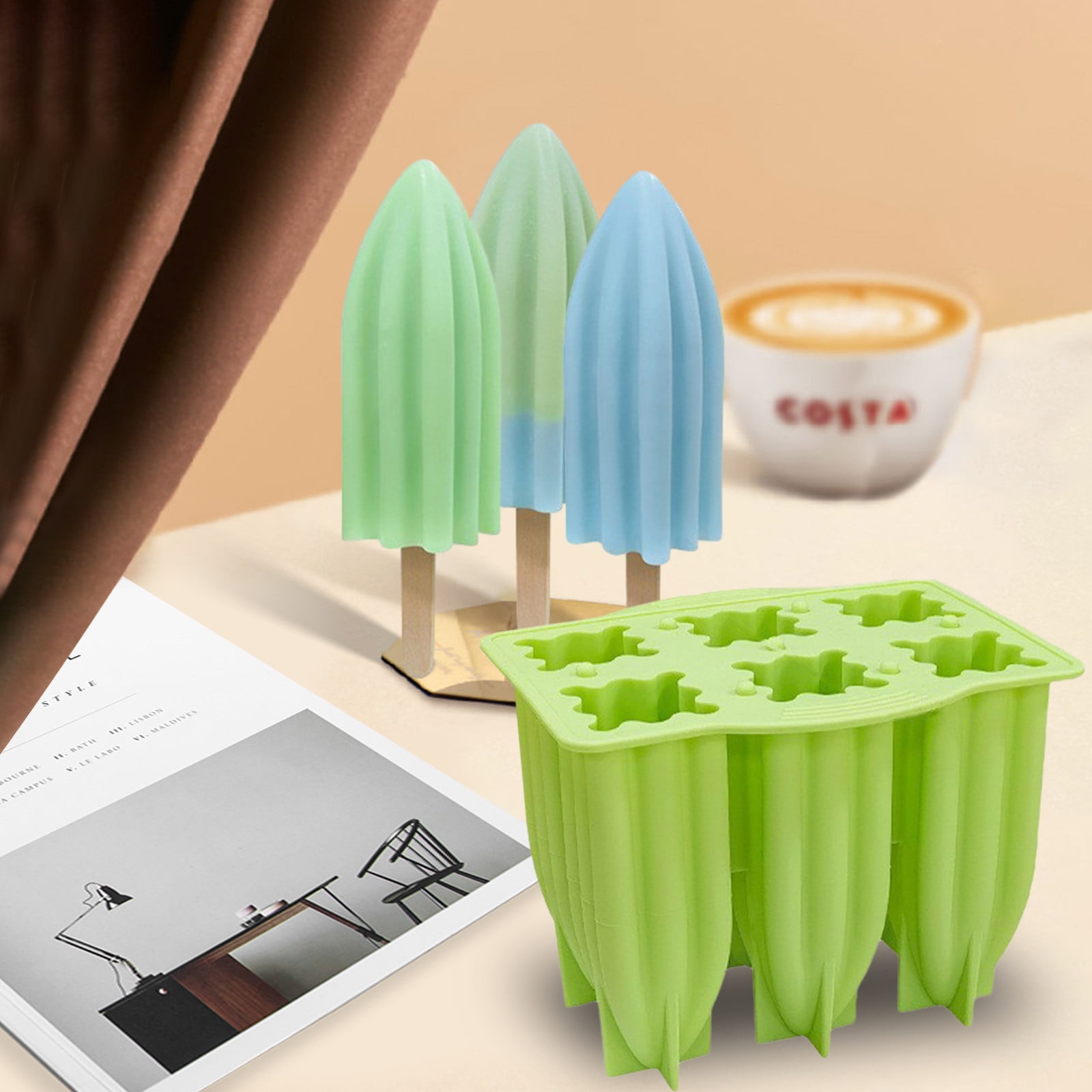 Nilvkv Ice Cube Tray 6-In-1 Ice Cream Mould Home-Made Popsicle Popsicle ...