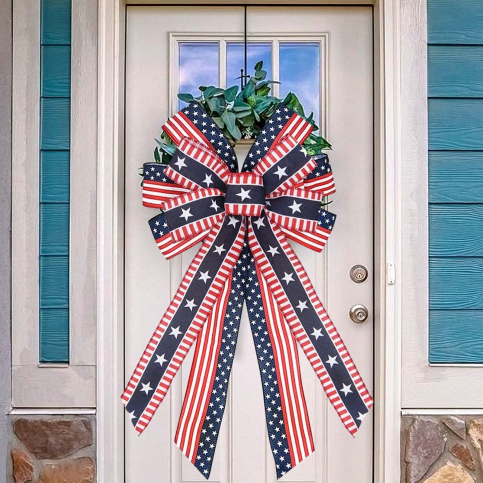 Nilvkv Independence Day Bow Flag Bow Indoor Outdoor Red And Blue Star ...
