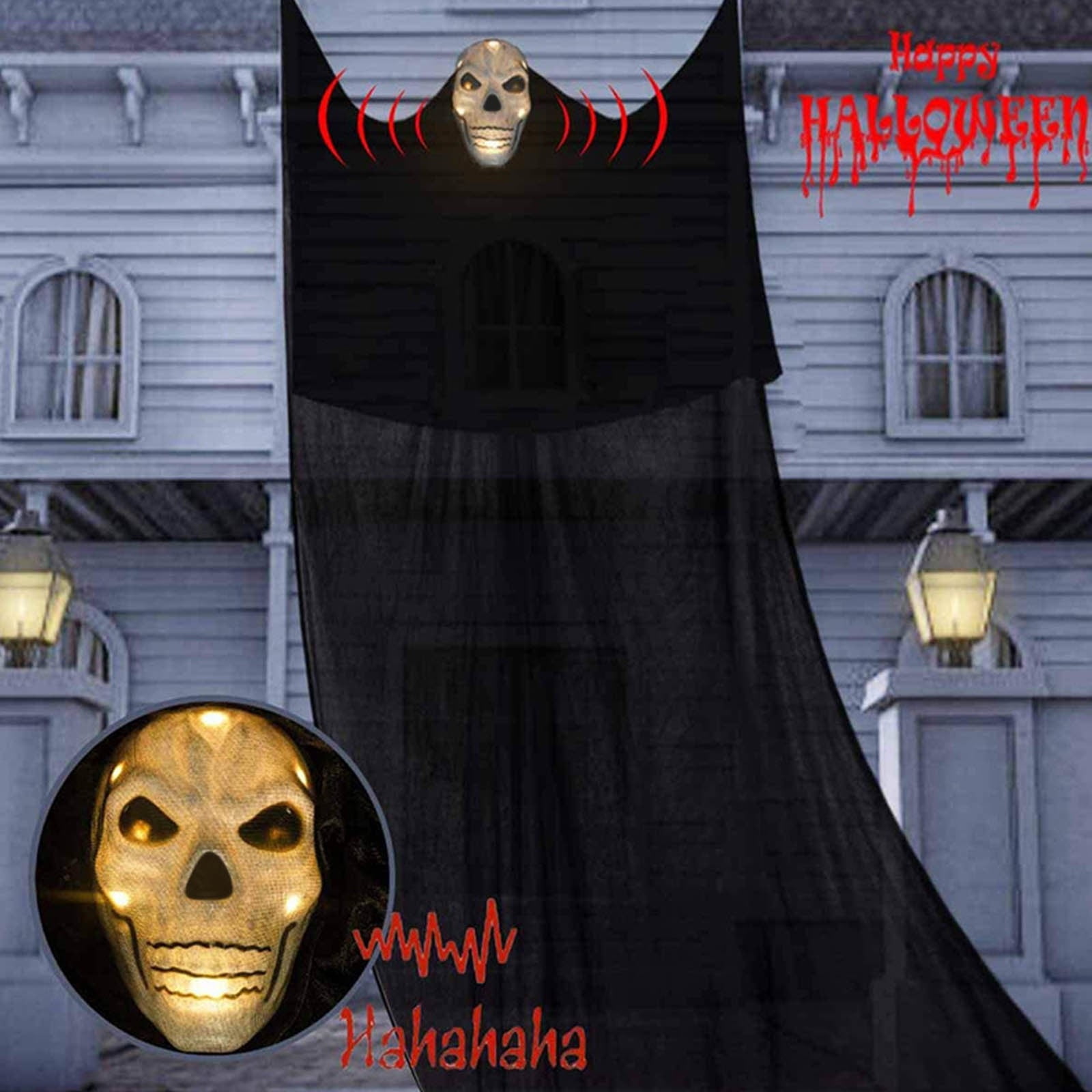 Nilvkv LED Horror Ghost Gauze Big Hanging Ghost Light Emitting Sound ...