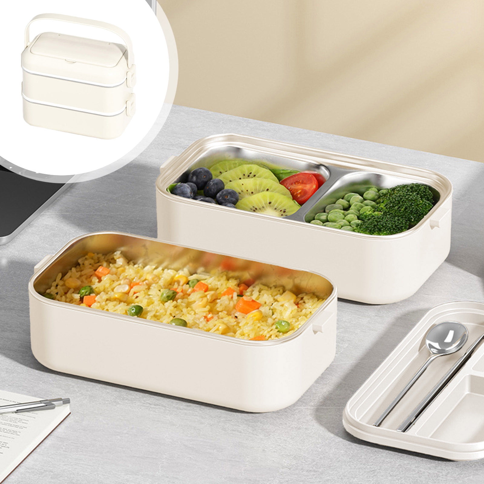 Nilvkv Lunch Box 304 Stainless Steel Insulated Bento Box Double Layer ...