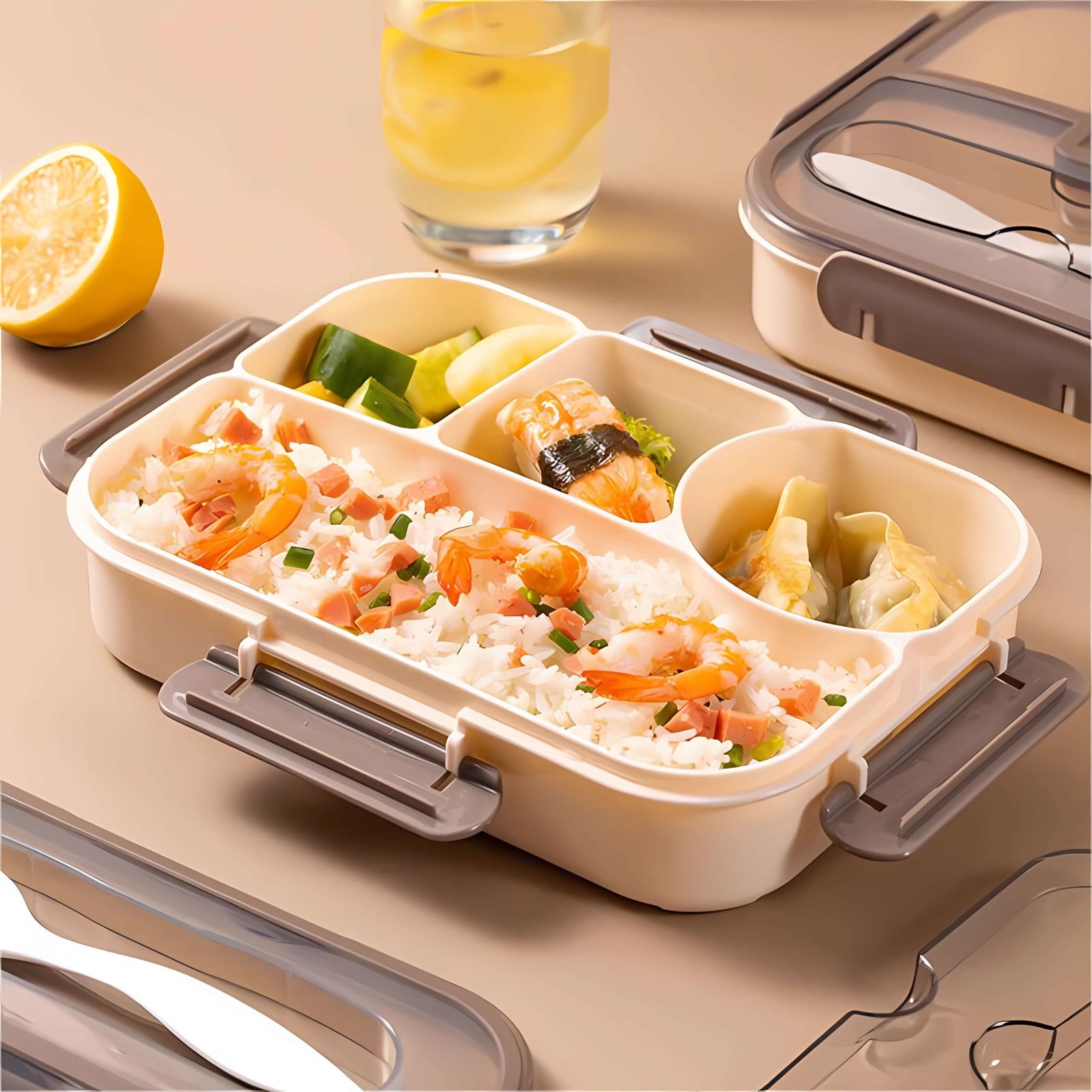 Nilvkv Lunch Box Compartment Sealed Bento Box with Cutlery Suitable for ...
