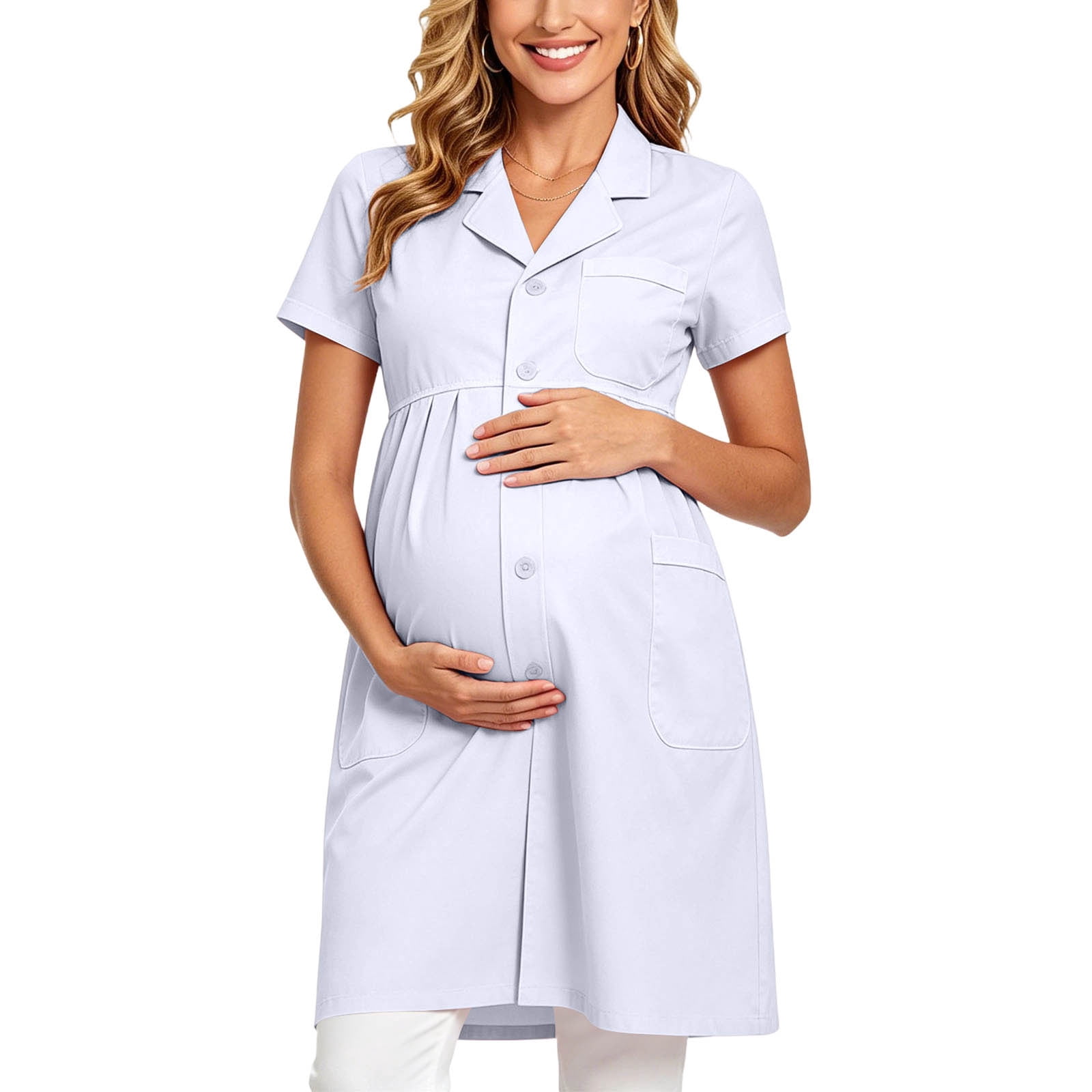 Nilvkv Maternity Dress, Pregnancy Dress, Solid Color Short Sleeve Multi ...