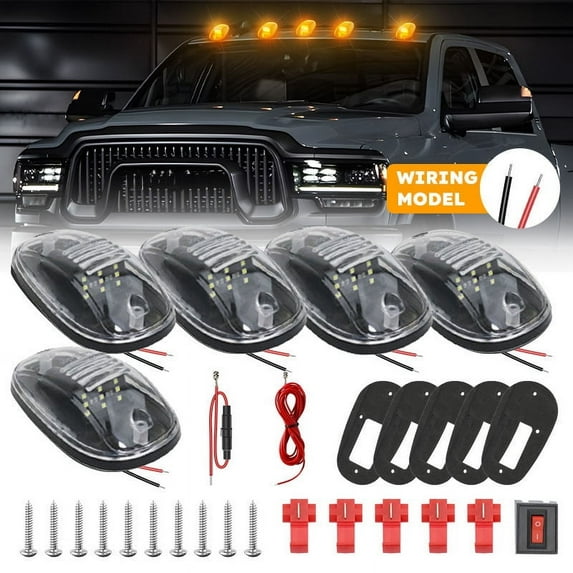 Nilvkv Pickup Truck Roof Cab Marker Lights 9 LED Black Housing 5 Pack ...