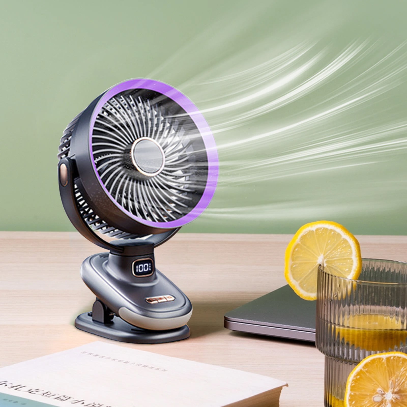 Nilvkv Portable Fan Desk Fan Clip Circulation Fan Night Light Lighting ...