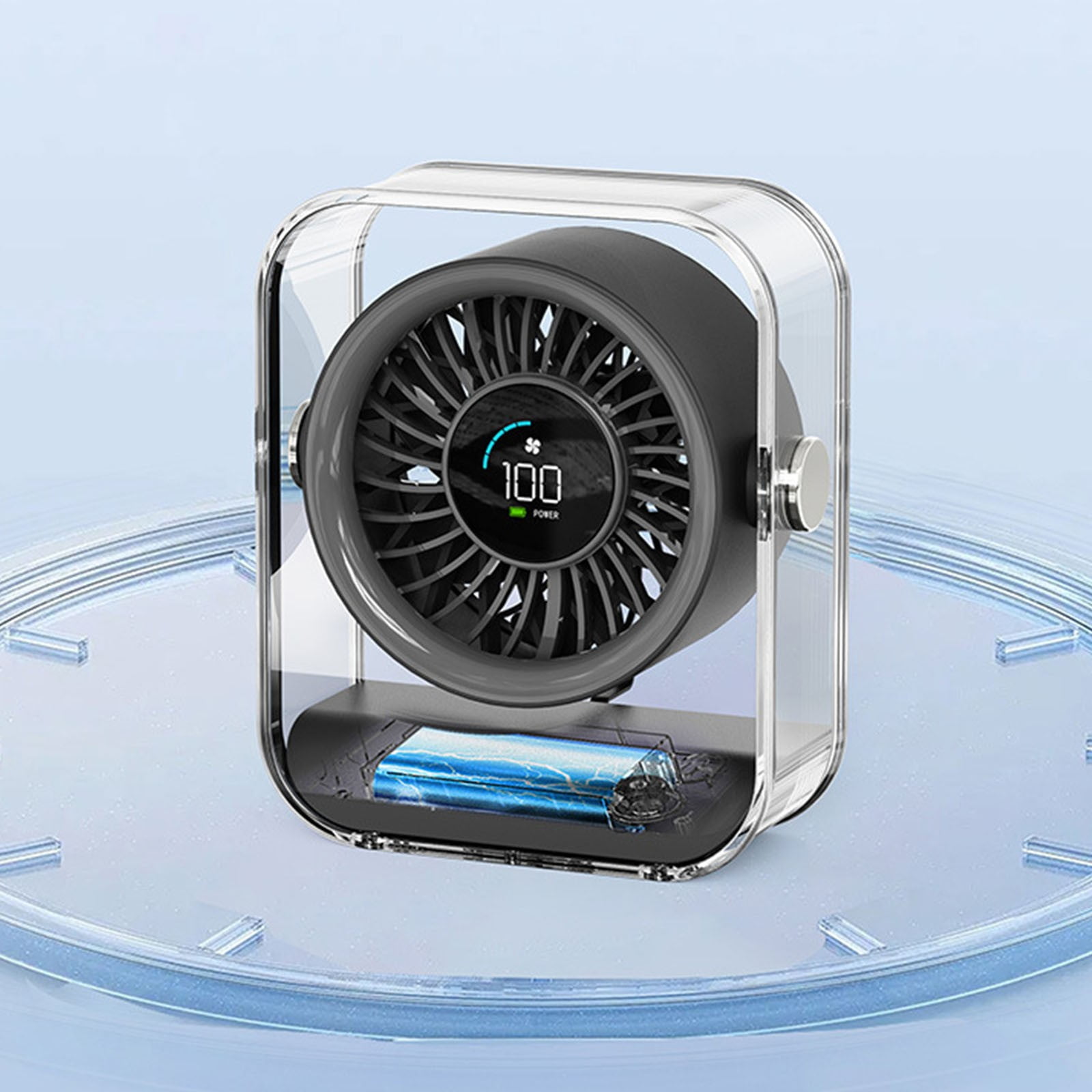 Nilvkv Portable Fan Desk Fan N.e.w Transparent Turbo Fan LED Digital ...
