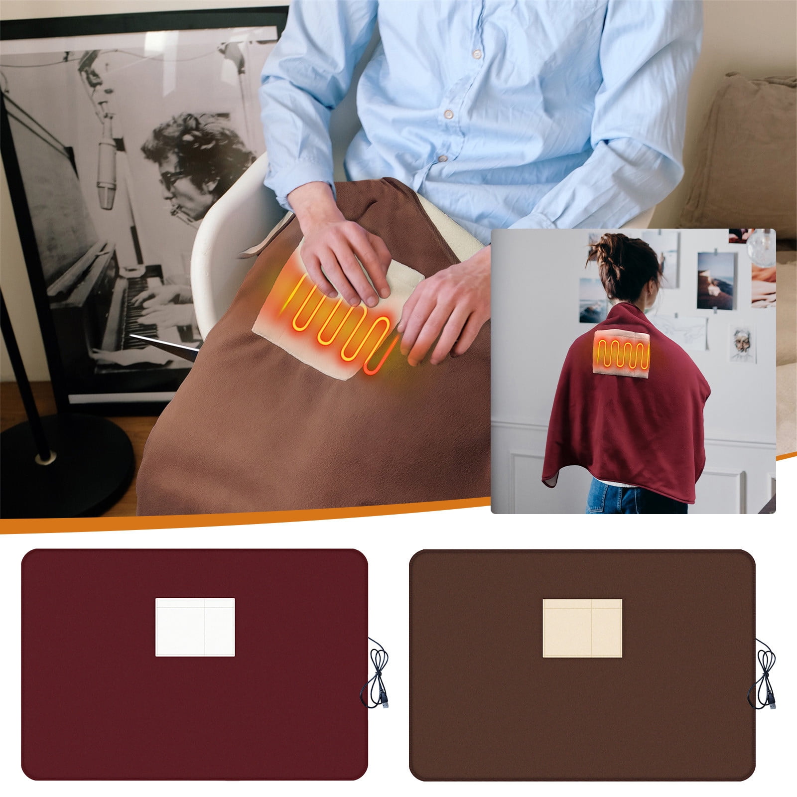 Nilvkv Portable USB Heated Blanket 5V for Car Office Use Winter Warm ...