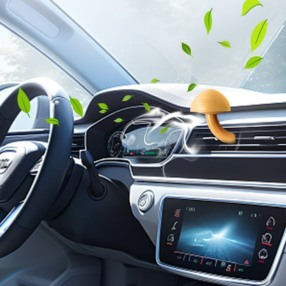 Nilvkv Solid Wood Mushroom Car Air Freshener Vent Clip Natural ...