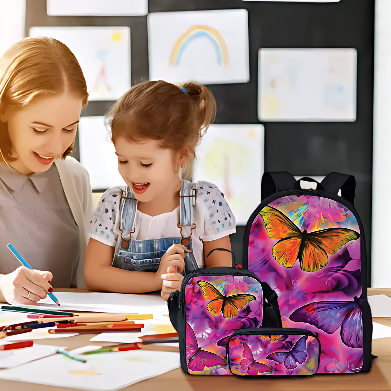 Nilvkv Starting Season 1-3 Grade Chi 1dren'S Backpack Three Piece Combination Set and Double ...