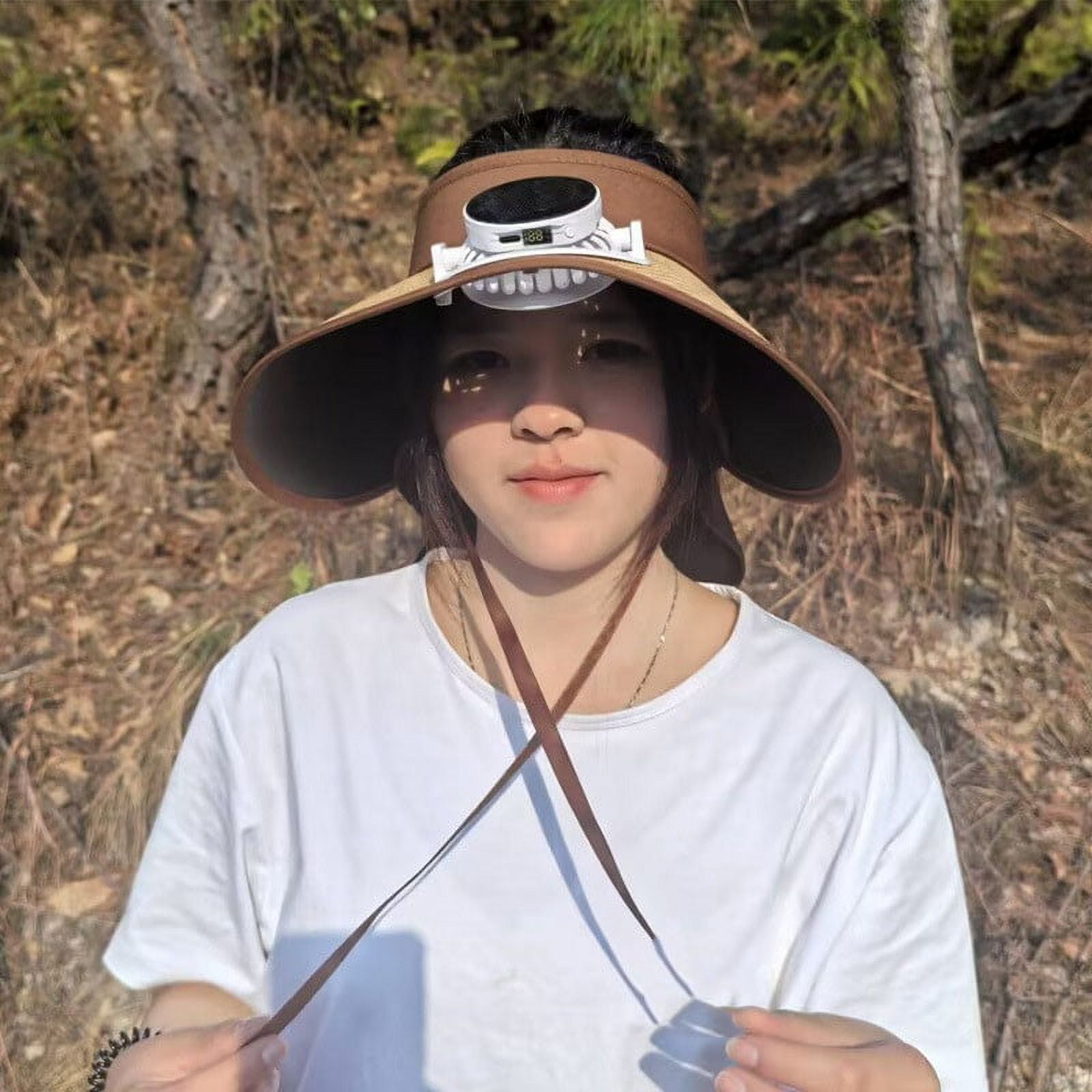 Nilvkv Summer Sunblock Protection Large Sun Hat Solar Fan Rechargeable ...