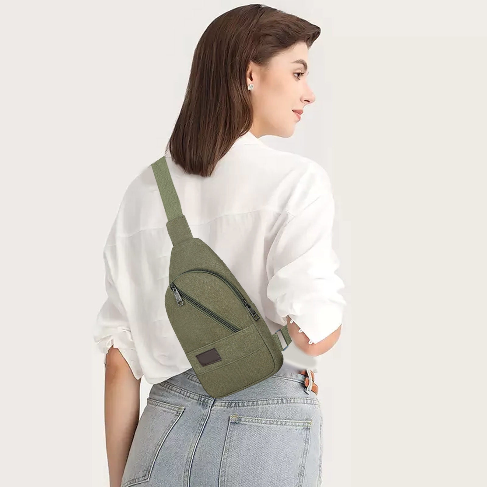 Nilvkv Thickened Zipper Outdoor Canvas Chest Bag Hiking Backpack ...