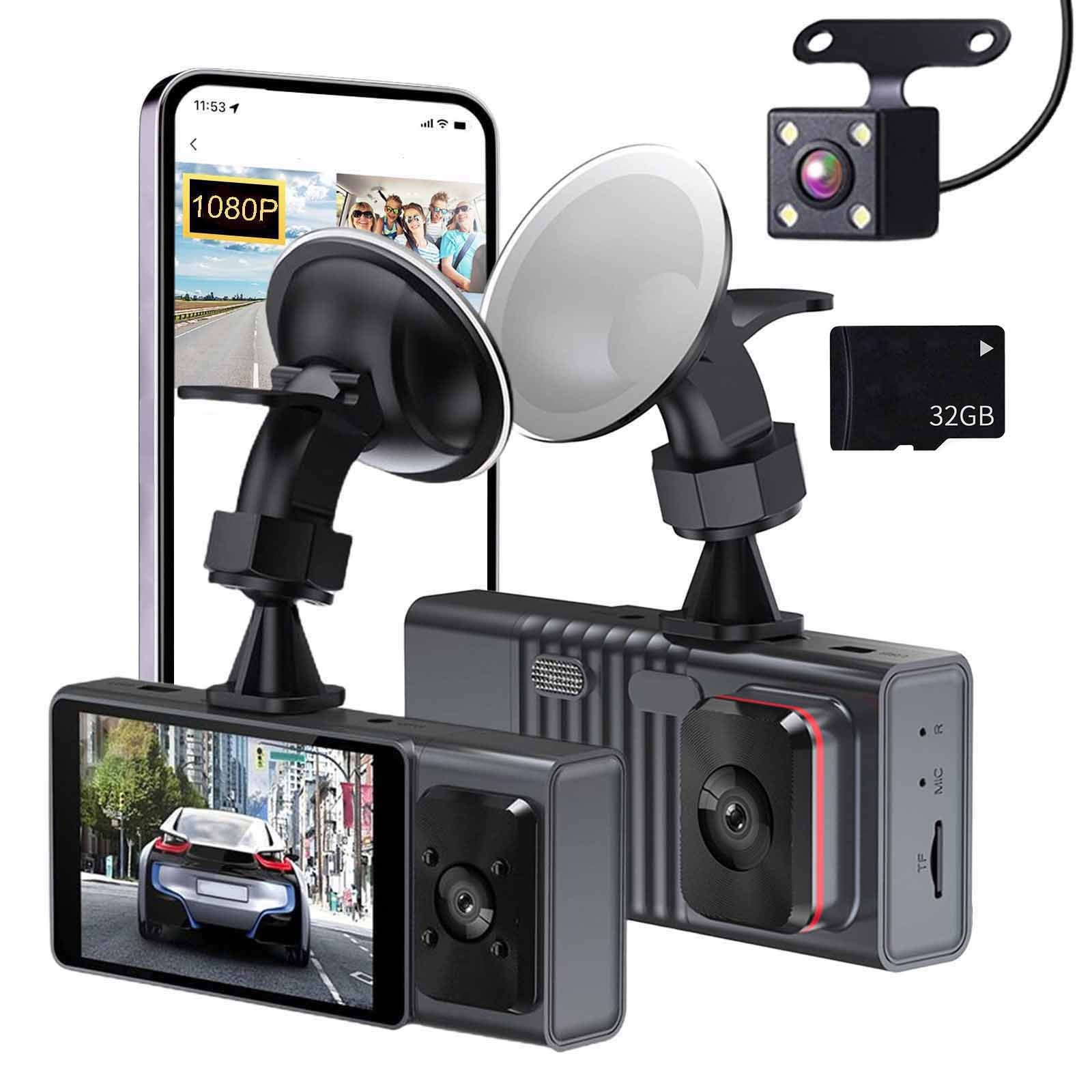 Nilvkv Three Recordingl Dash Cam Front Inside Rear 1080P Driving ...