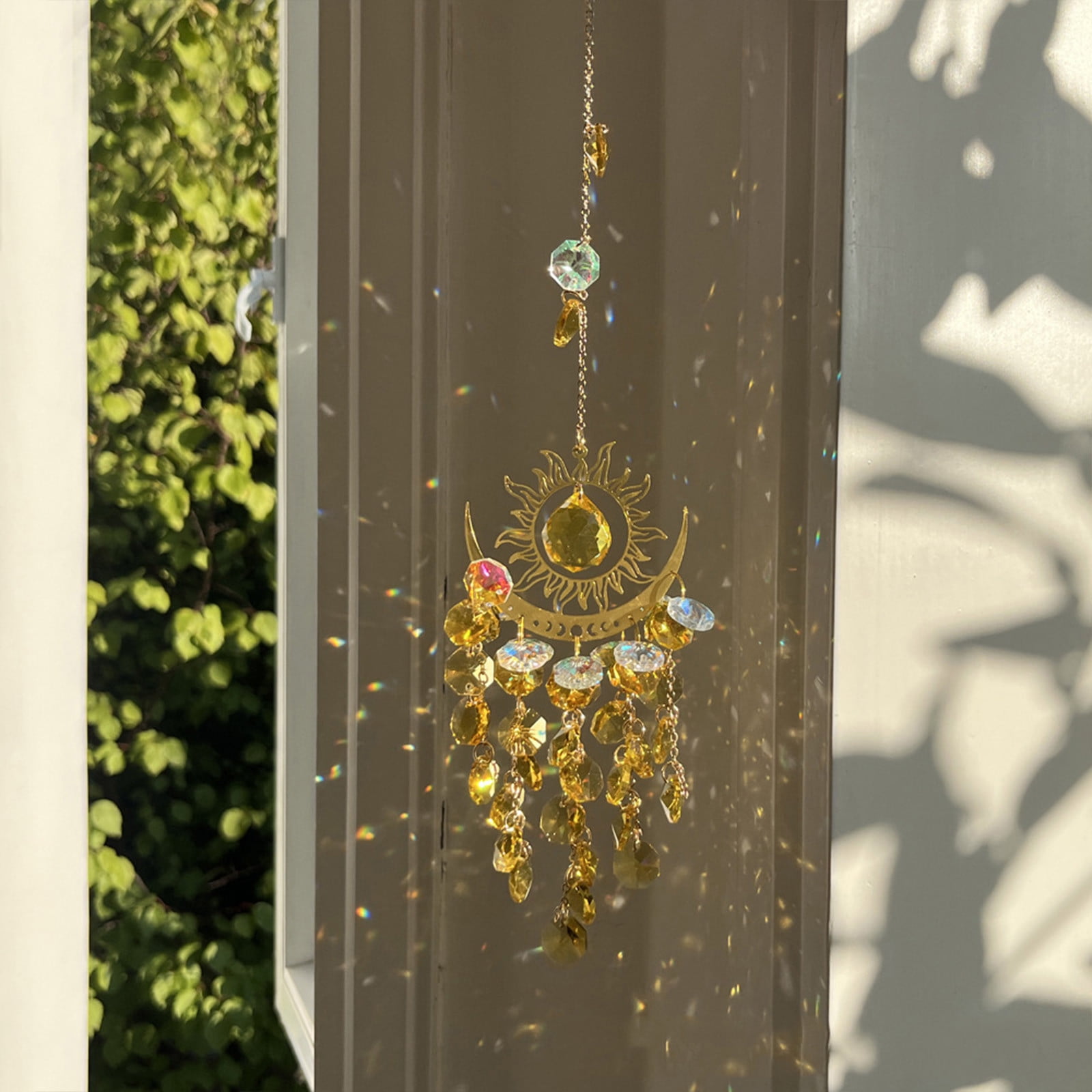 Nilvkv Wind Chimes Crystals Hanging for Window Garden Suncatchers ...