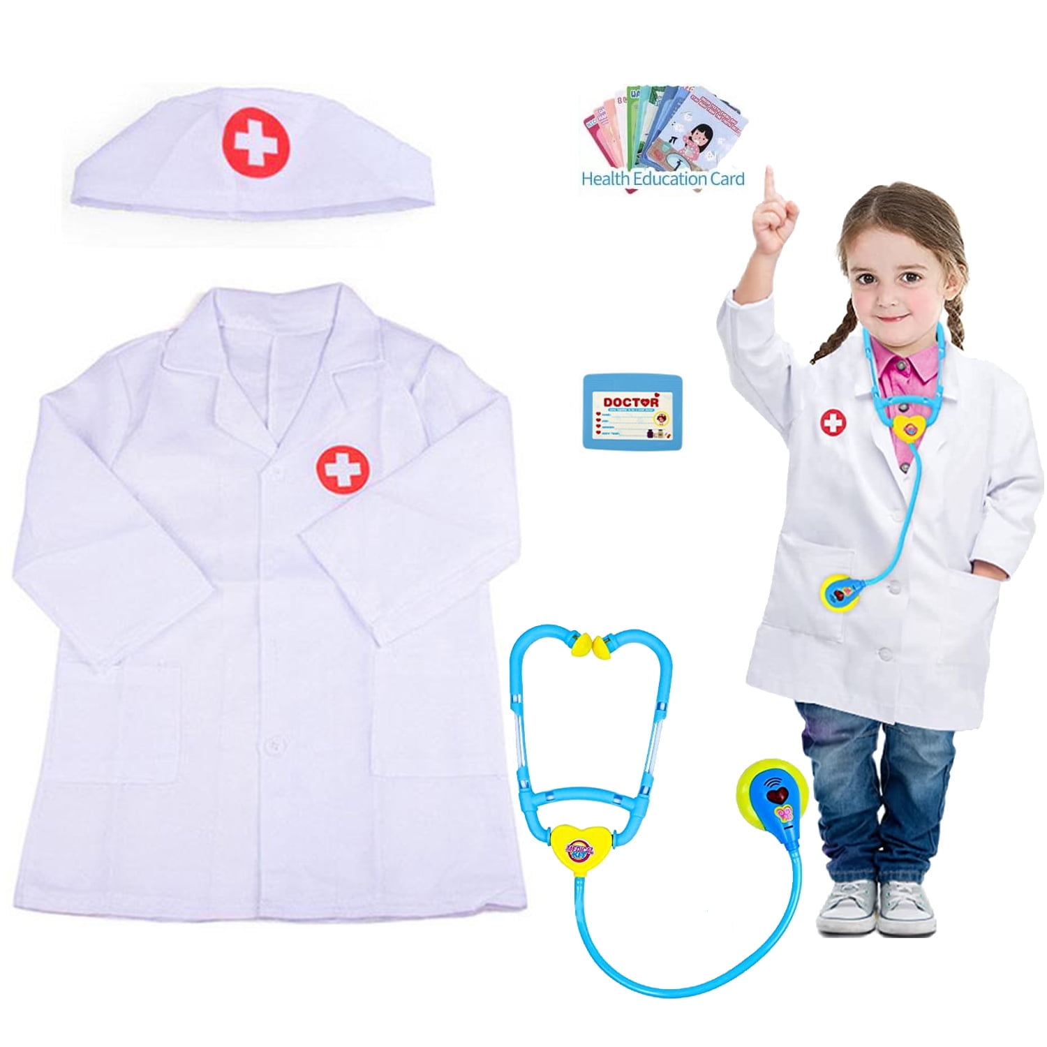 NimJoy Kids Doctor Costume Dress-up Set, Pretend Nurse Kit for Toddlers ...