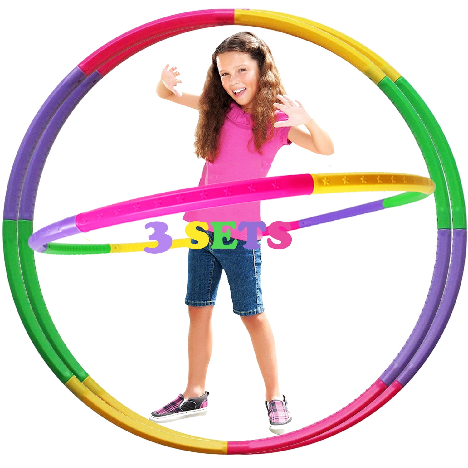 NimJoy Fun Indoor Learning Pack of 3, 4-Color Detachable Exercise Hoops ...