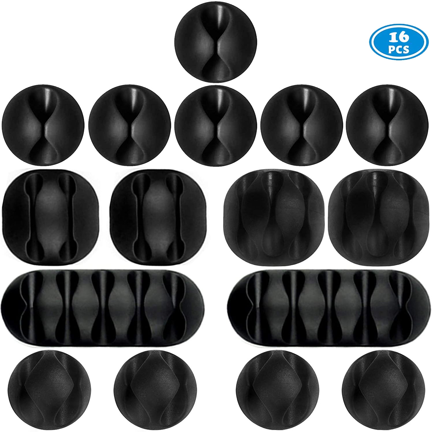 NimJoy 16 Pack Black Cable Organizers, Adhesive Cord Holders for Home ...