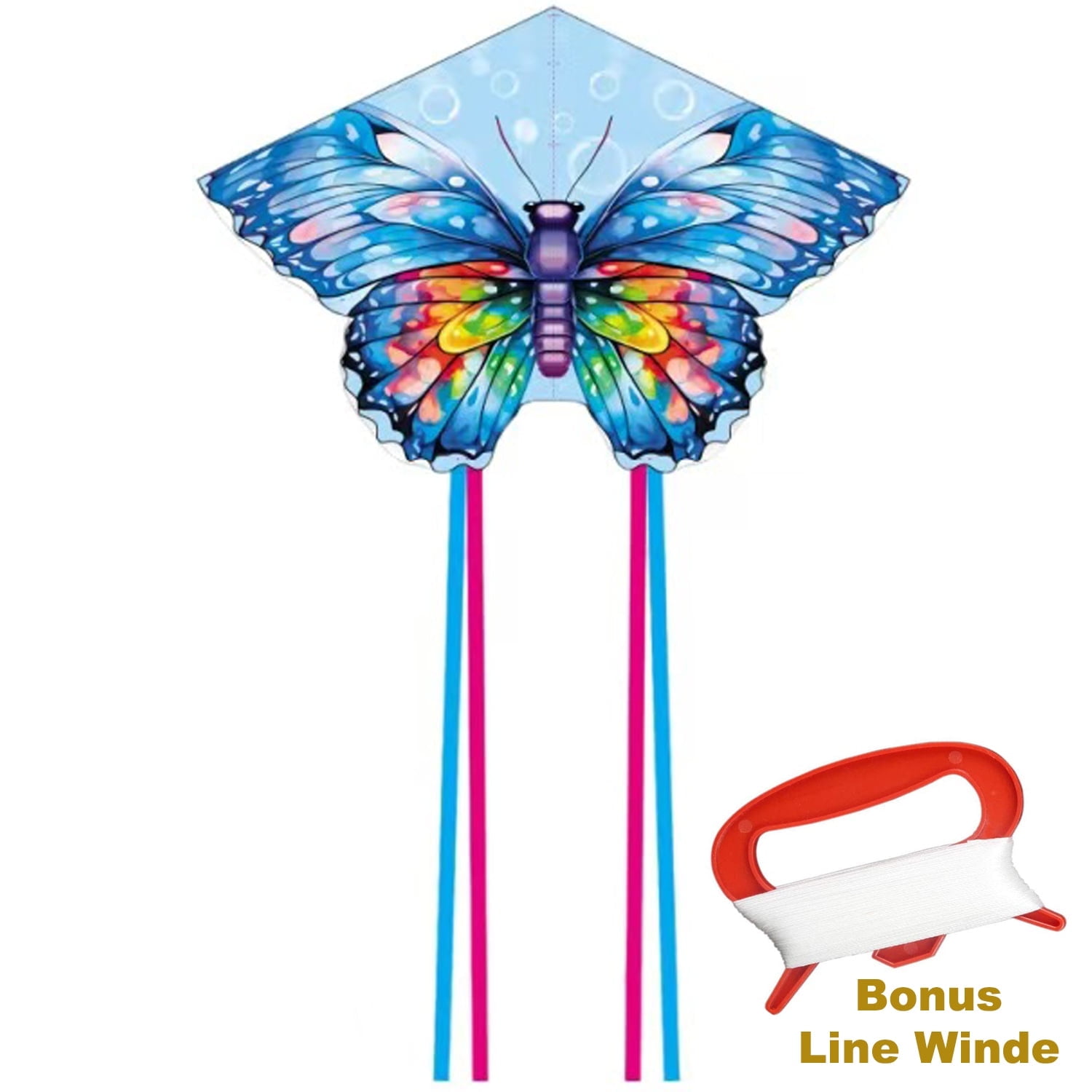NimJoy Colorful Butterfly Kites for Kids Adults, Easy to Fly Nylon Kite ...