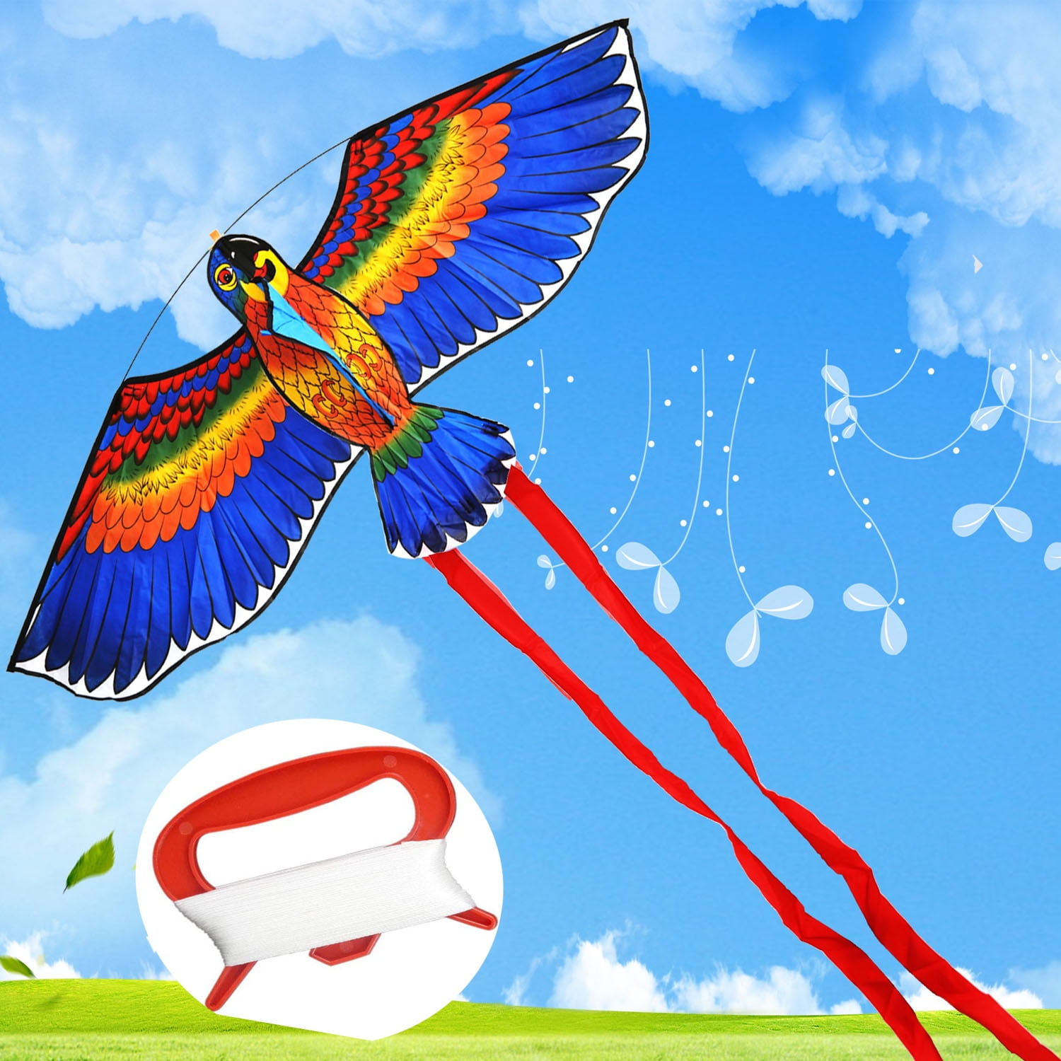 "NimJoy Large Parrot Delta Kites, Easy to Fly, Big Nylon Kite W/ Tail ...