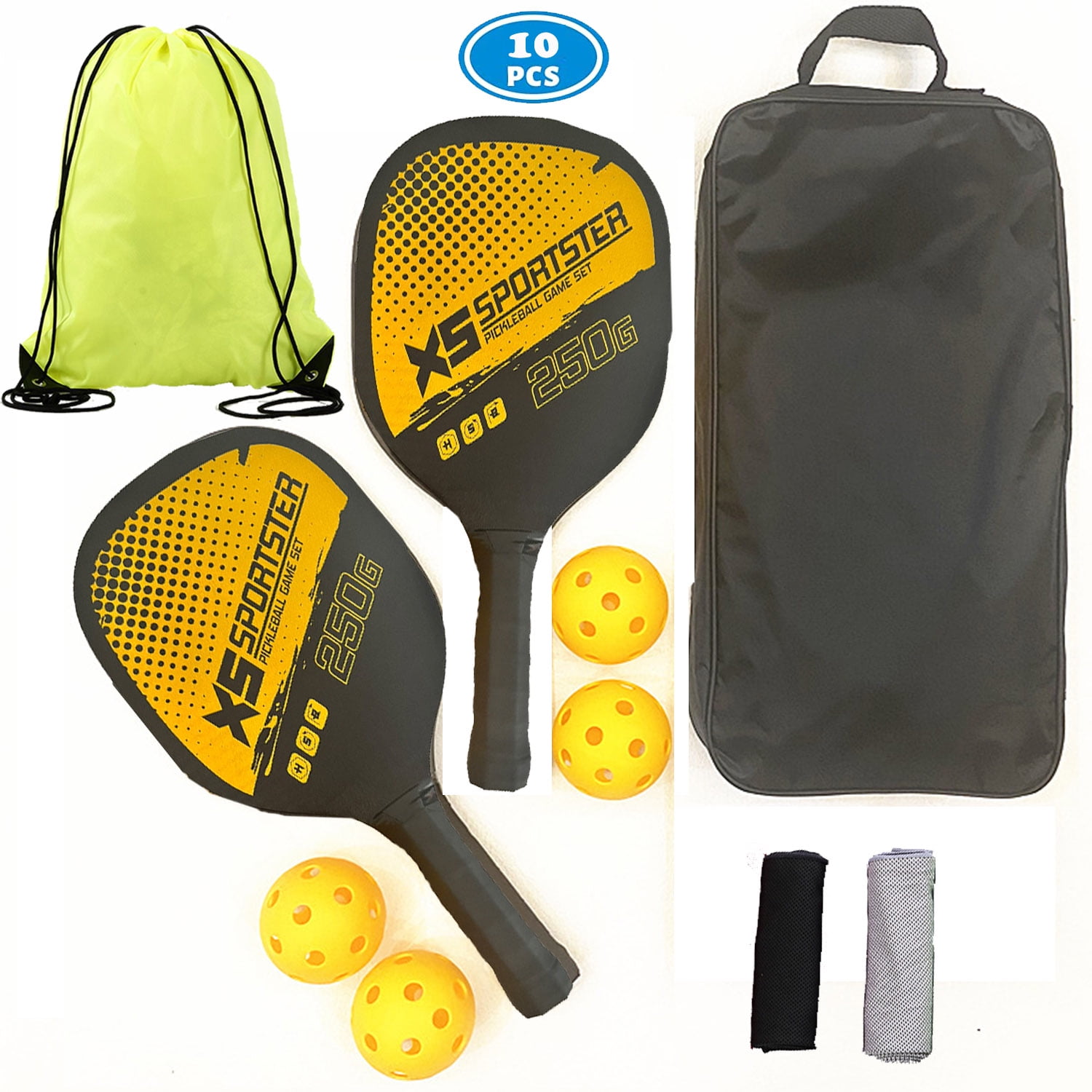 NimJoy Pickleball Paddle Set, 2 Wood Rackets, 4 Balls, Cooling Towels ...