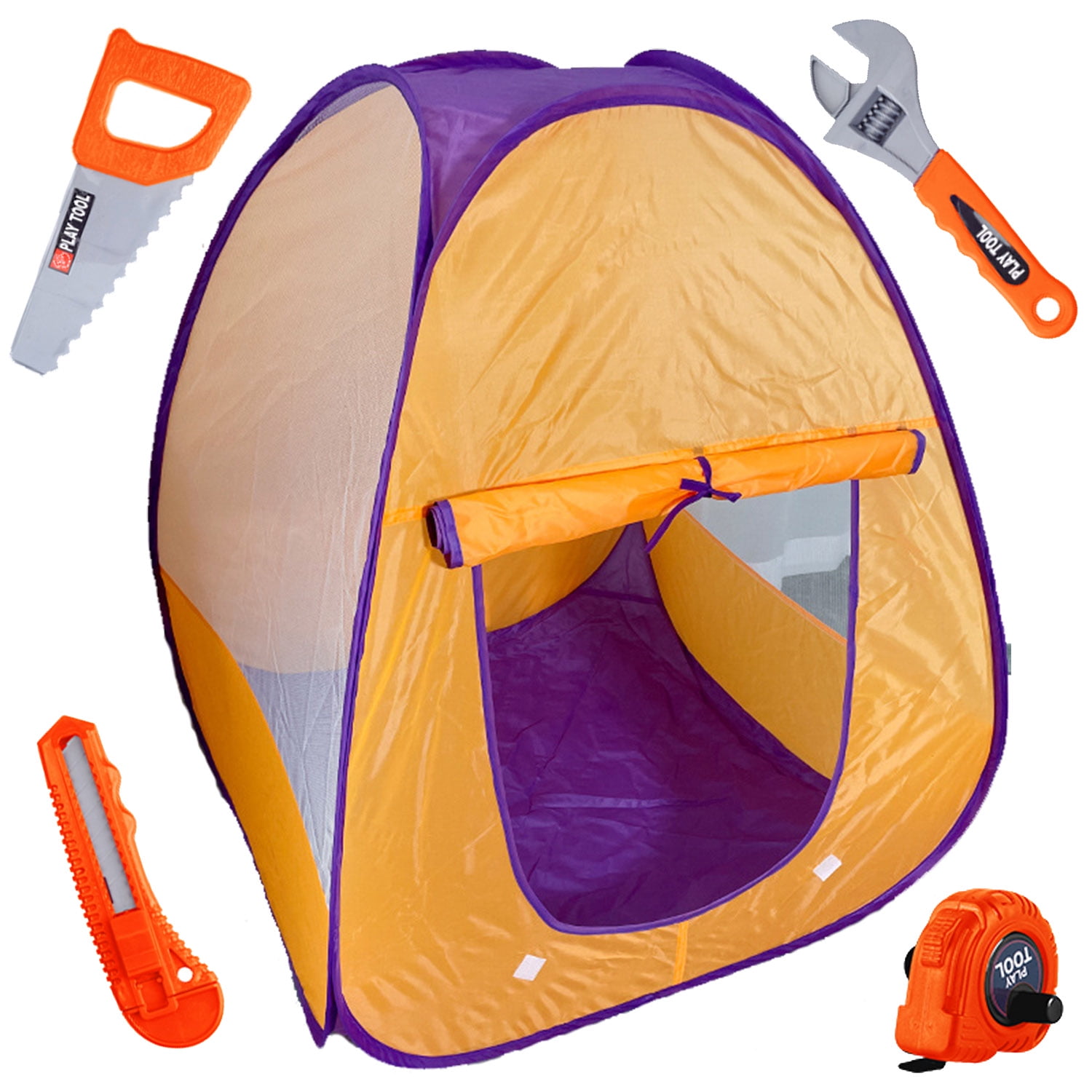 NimJoy Indoor & Outdoor Pop Up Play Tent with 4 Pcs Kids Tool Set for ...