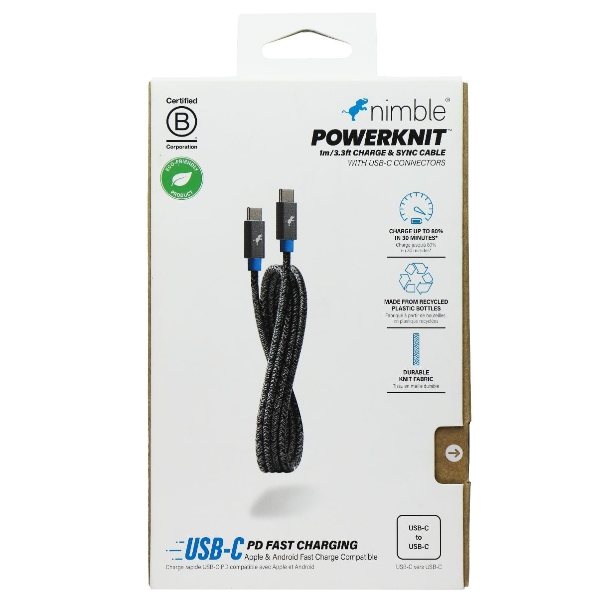 Restored Nimble PowerKnit (3.3-Ft) USB-C to USB-C Braided Cable for iOS ...
