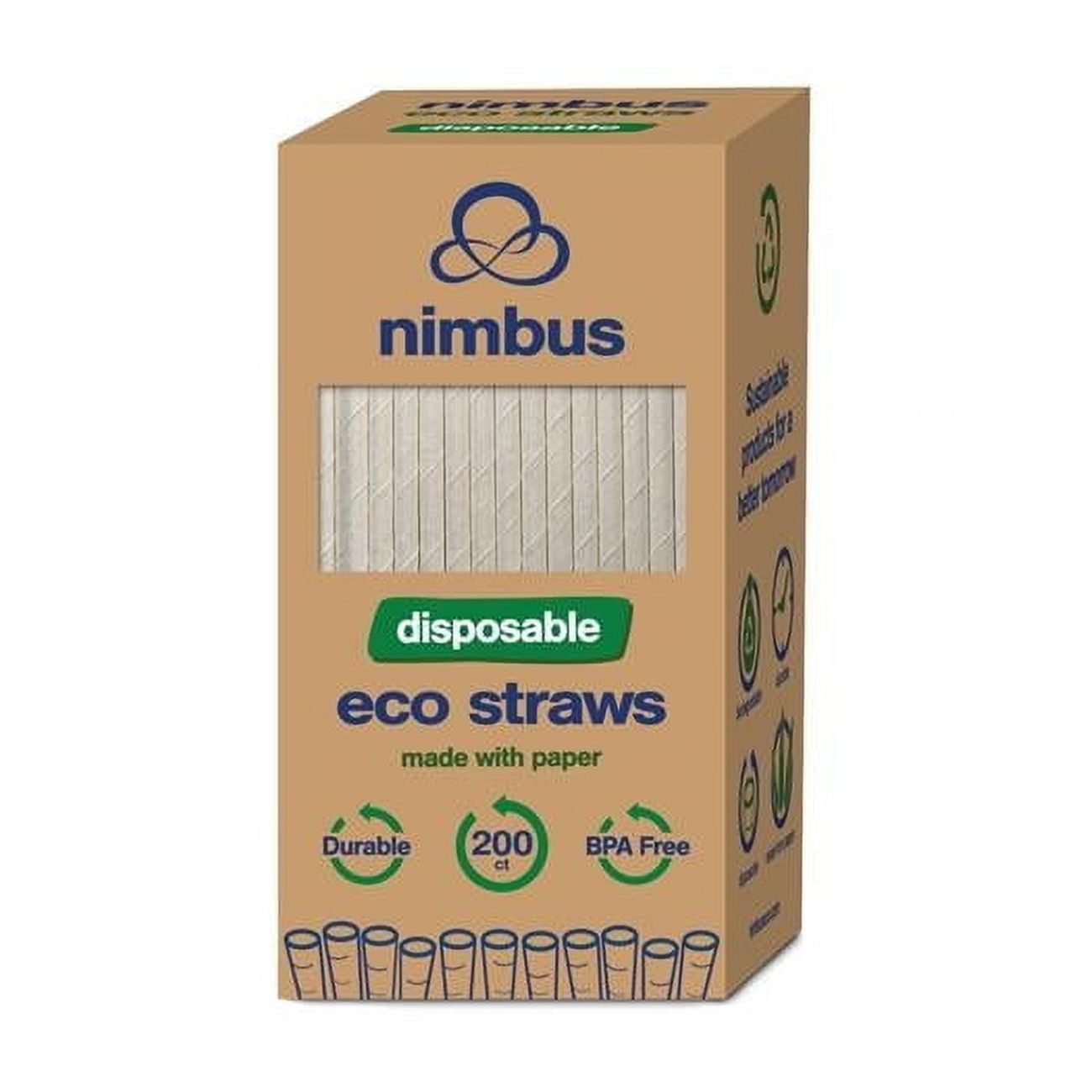 Nimbus NE-STRAW-200-50 Individually Wrapped Paper Straws - 200 Count ...