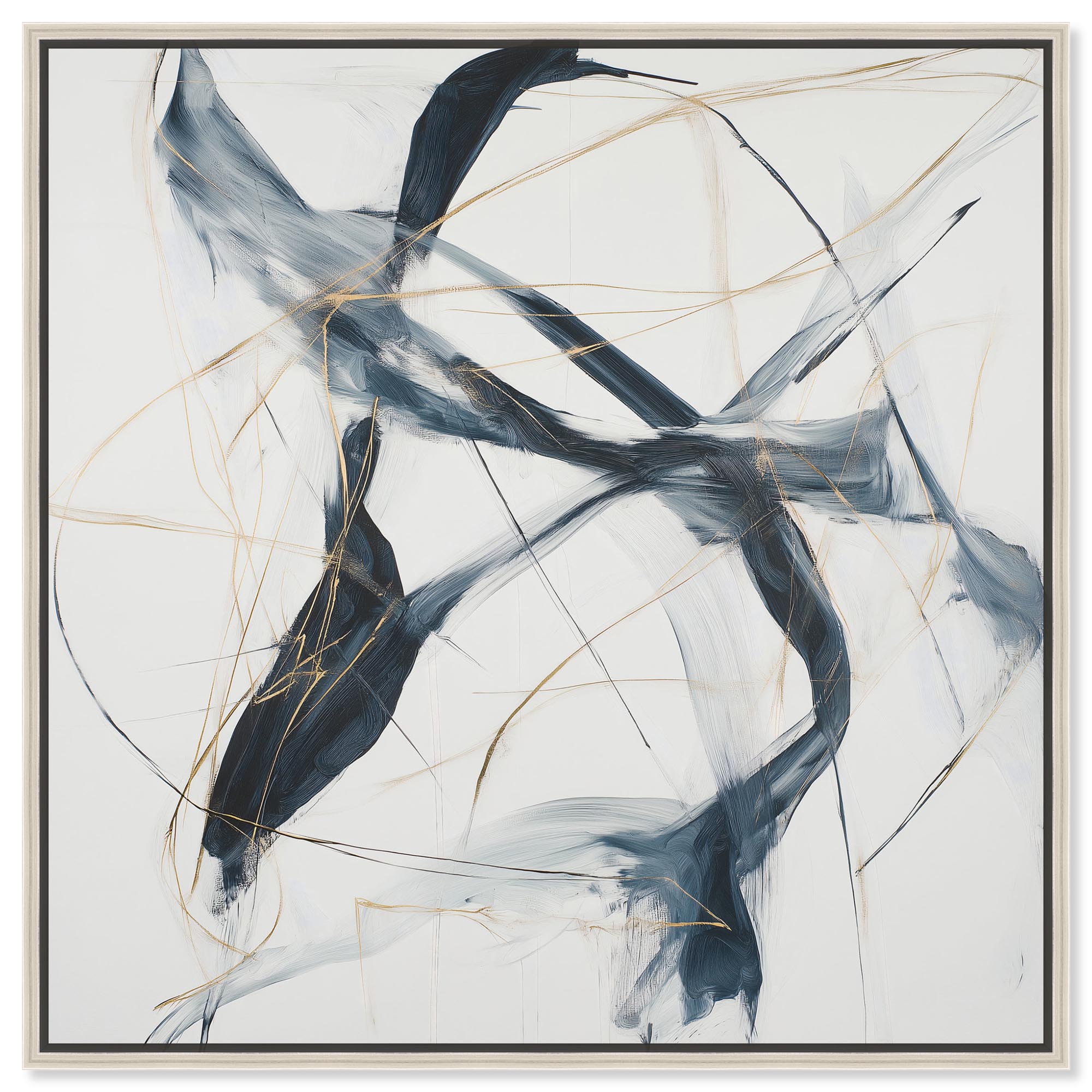 Nimbus Trace Canvas Digital Abstract Art by Art Remedy, Silver Frame ...