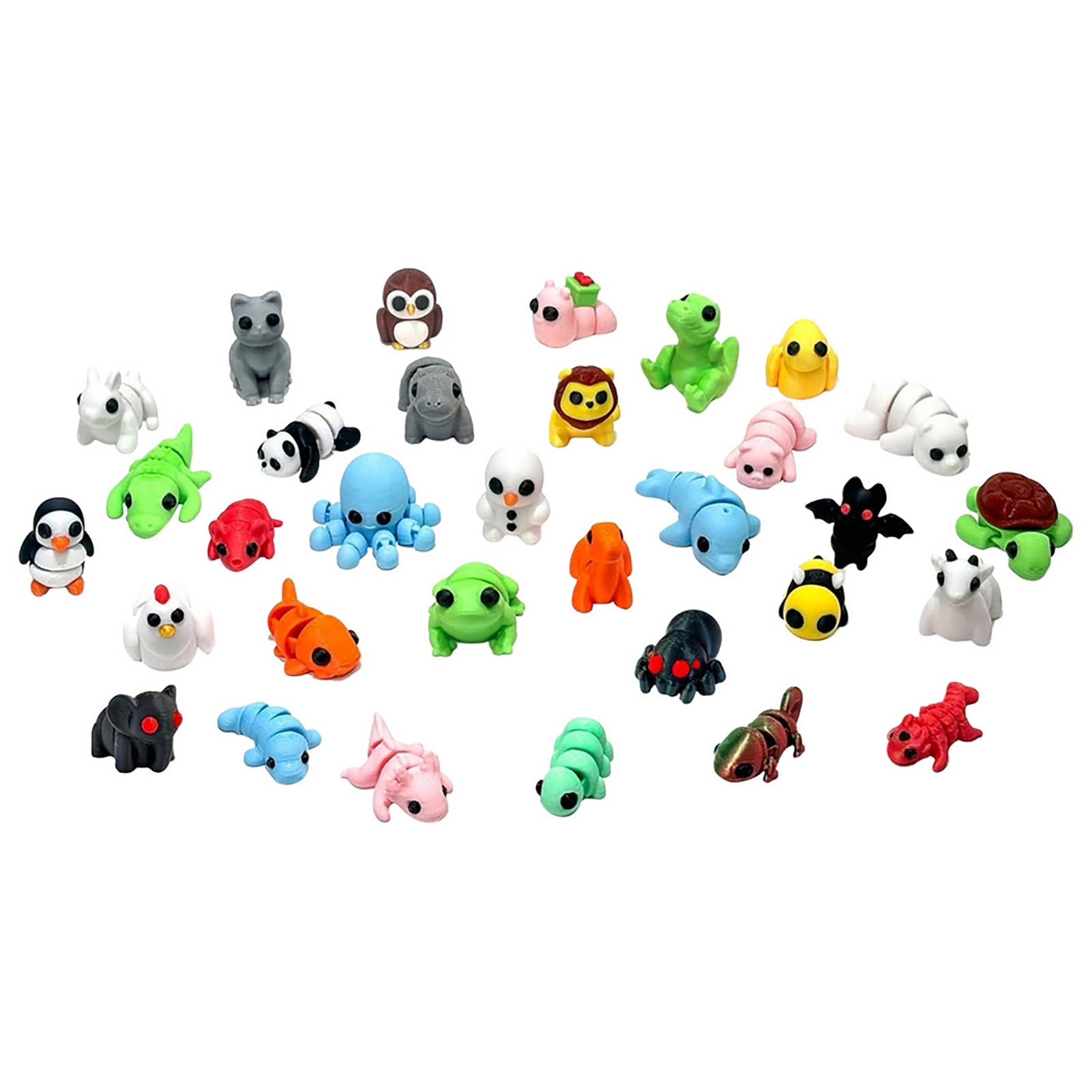 NimbusNook 32 Pcs 3D Printed Animal Figurines Set,Articulated Flexible ...
