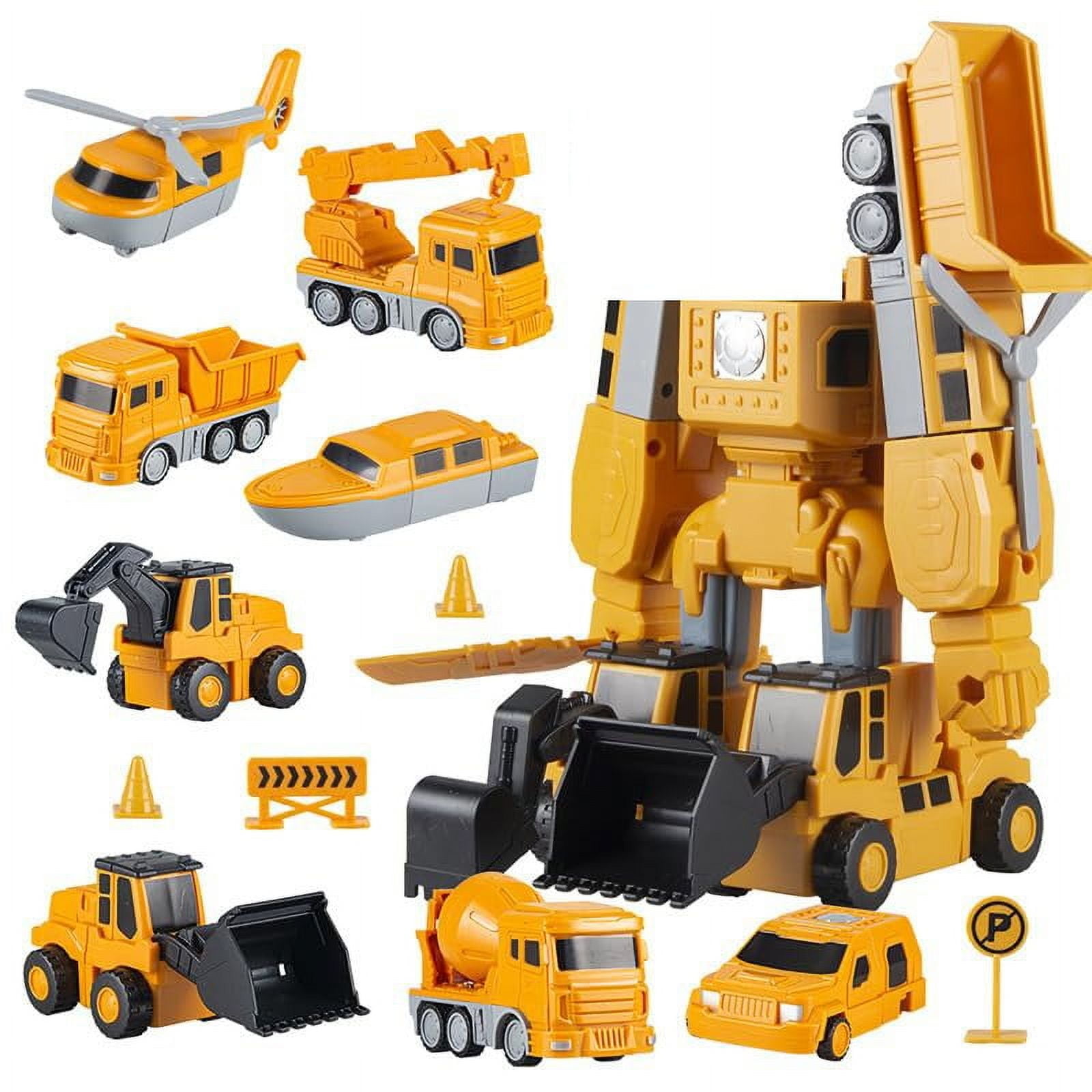 NimbusNook 7-in-1 Construction Vehicles Transforming Robot Toy Set for ...