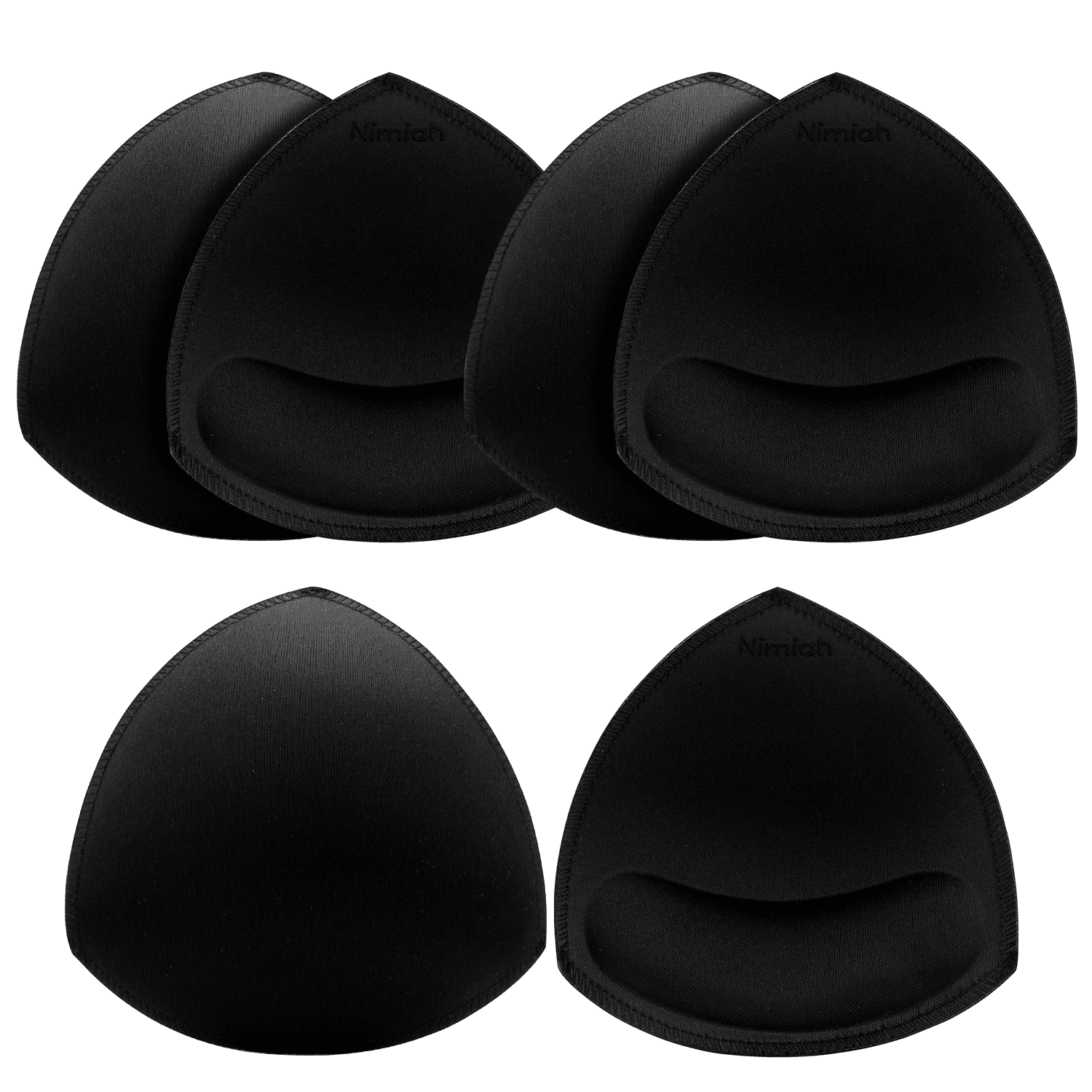 Nimiah Bra Pads Inserts 3 Pairs, Black Sewn Edge Removable Boob ...