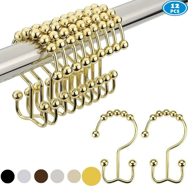 Nimjoy Stainless Steel Shower Curtain Hooks Ring, 12pk, Gold Finish ...