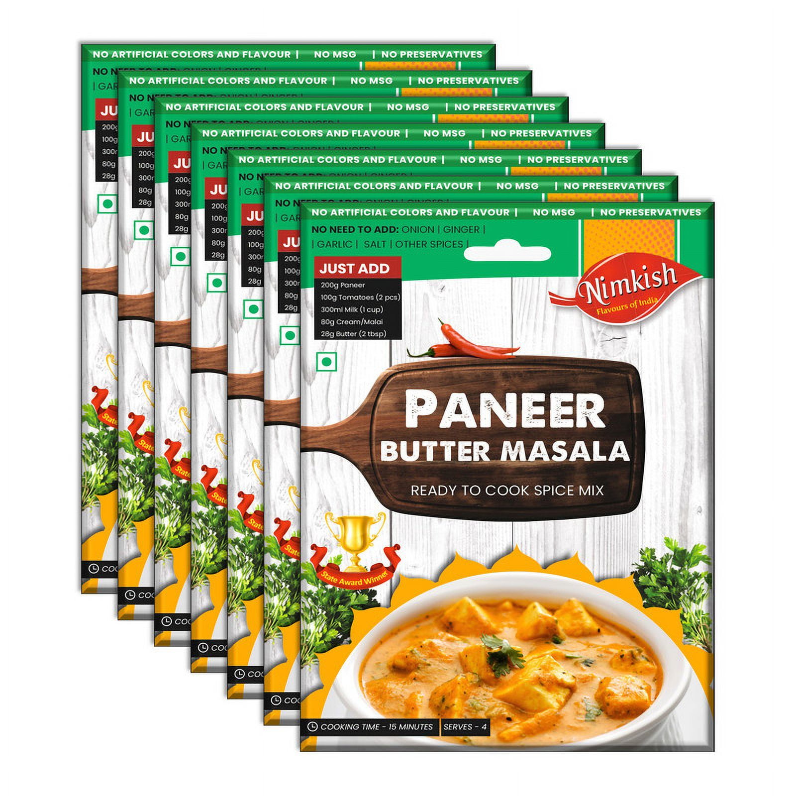 Nimkish Paneer Butter Masala Spice Mix - Pack of 7, 40g each, Instant ...