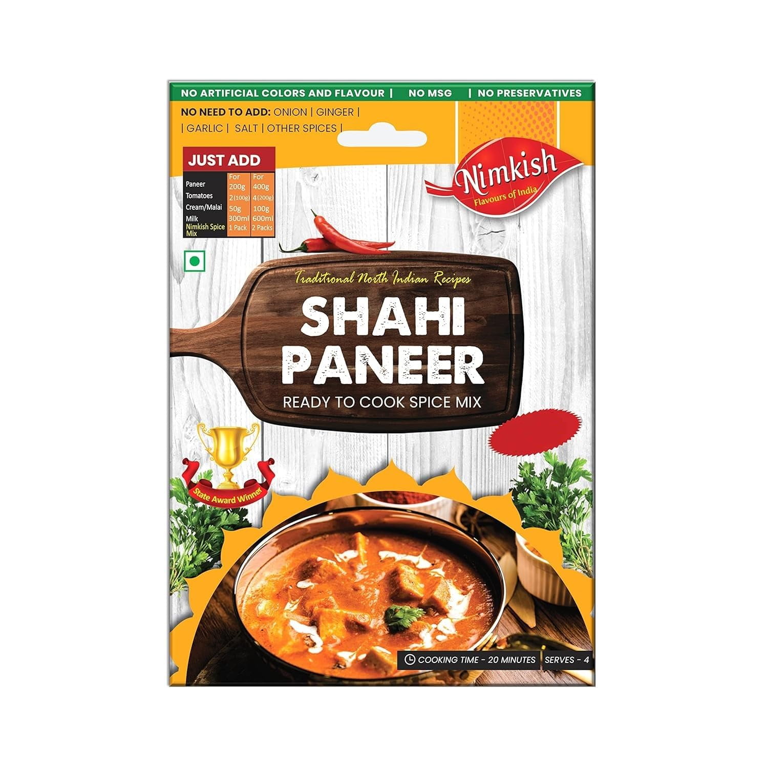 Nimkish Shahi Paneer Masala (40g HYZ01 each), Ready to Cook Spice Mix ...