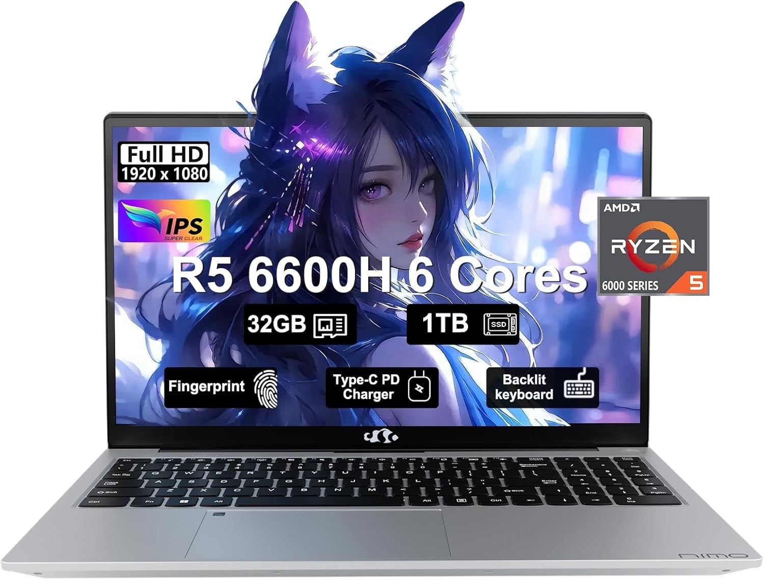 Nimo 2025 Laptop, 15.6"FHD Display Business Gaming Laptop, 6-Cores AMD ...