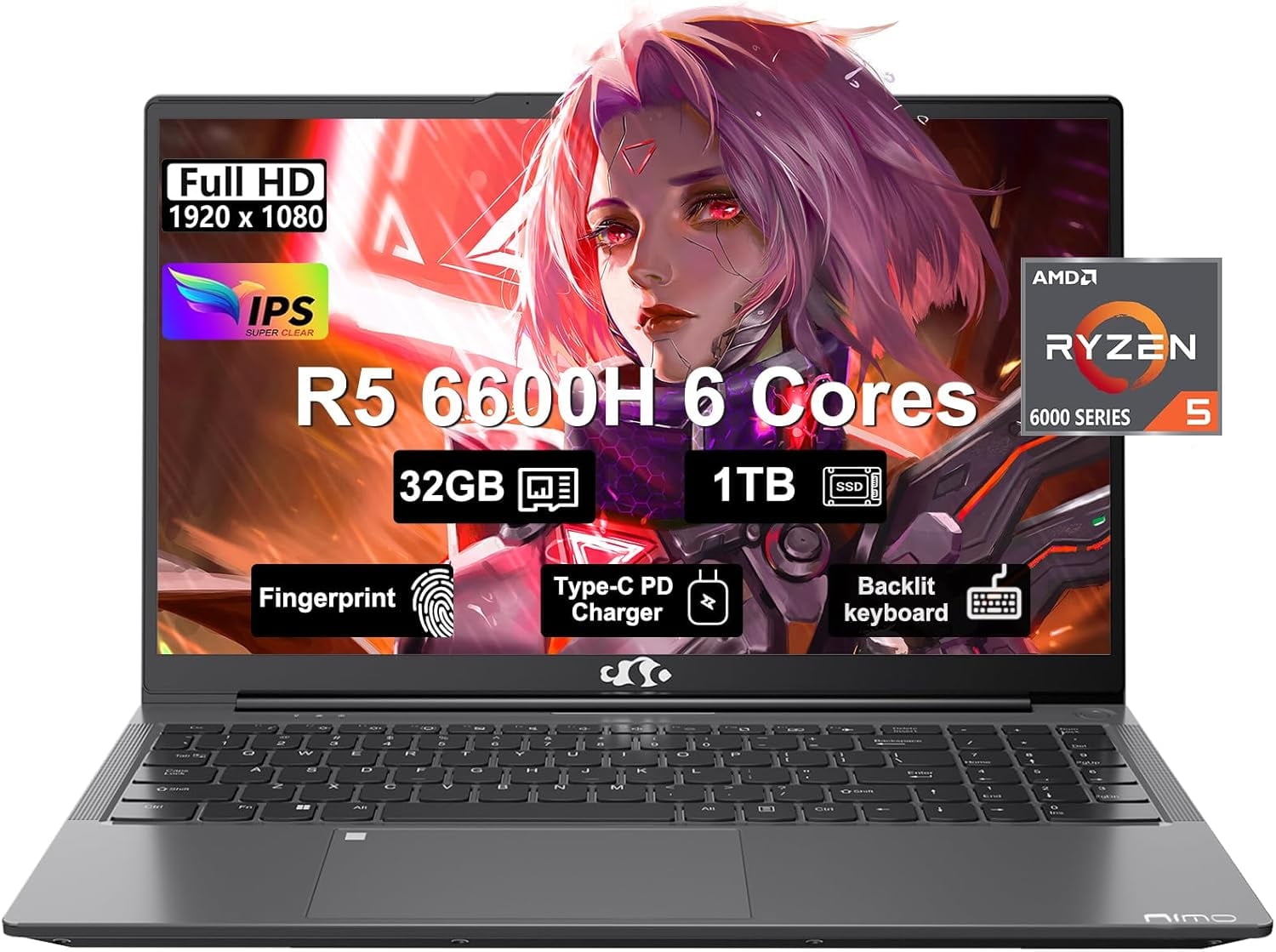 Nimo 2025 Laptop, 15.6"FHD Display Business Gaming Laptop, 6-Cores AMD ...