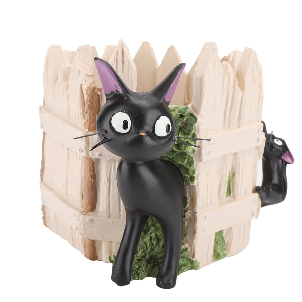 Nimomo Flowerpot Cute Fence Flower Pot Black Cat Cartoon Resin ...