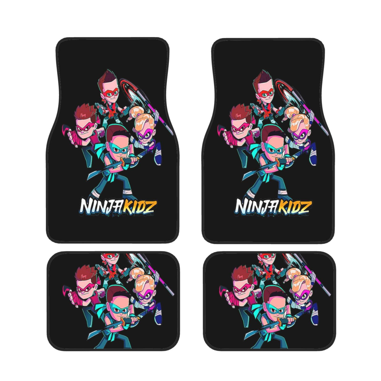 Nin-J Ki Set Of 4 Pcs Cartoon Car Floor Mats Cartoon Print Car Interior ...