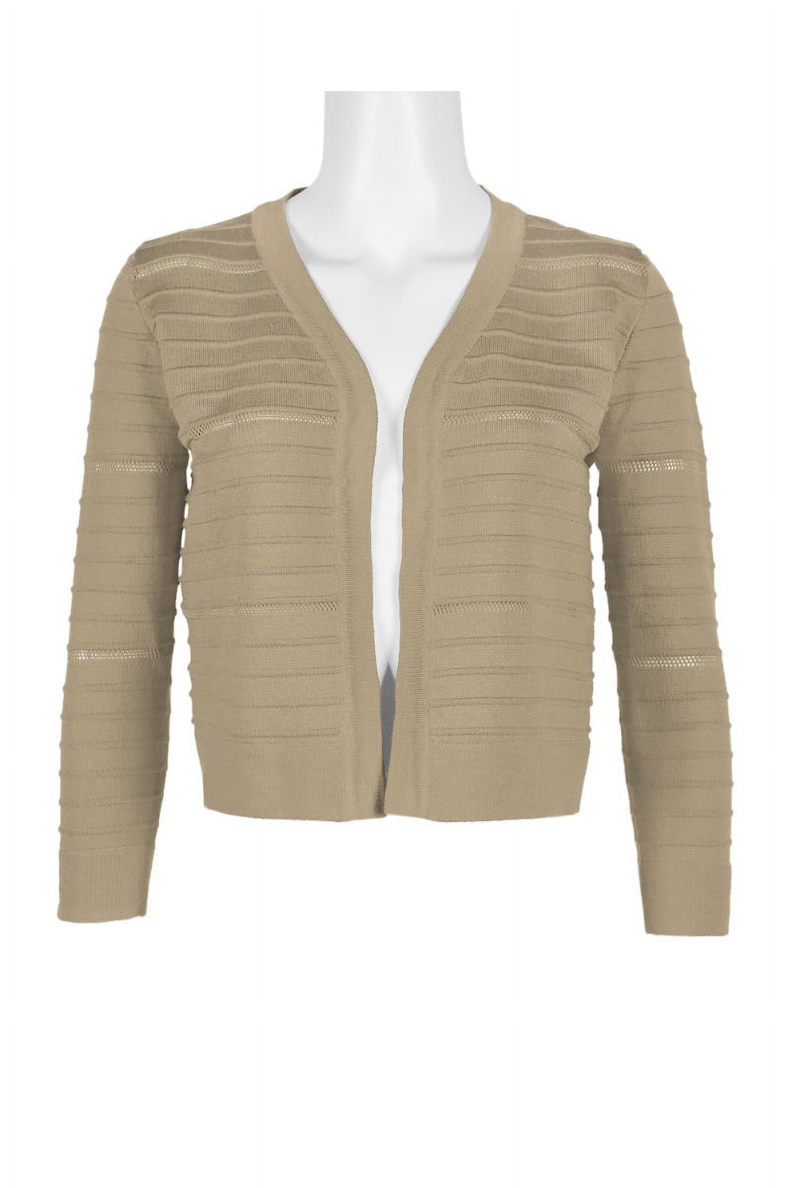 Nina Leonard Banded Long Sleeve Ribbed Knit Jacket-MINK / L - Walmart.com