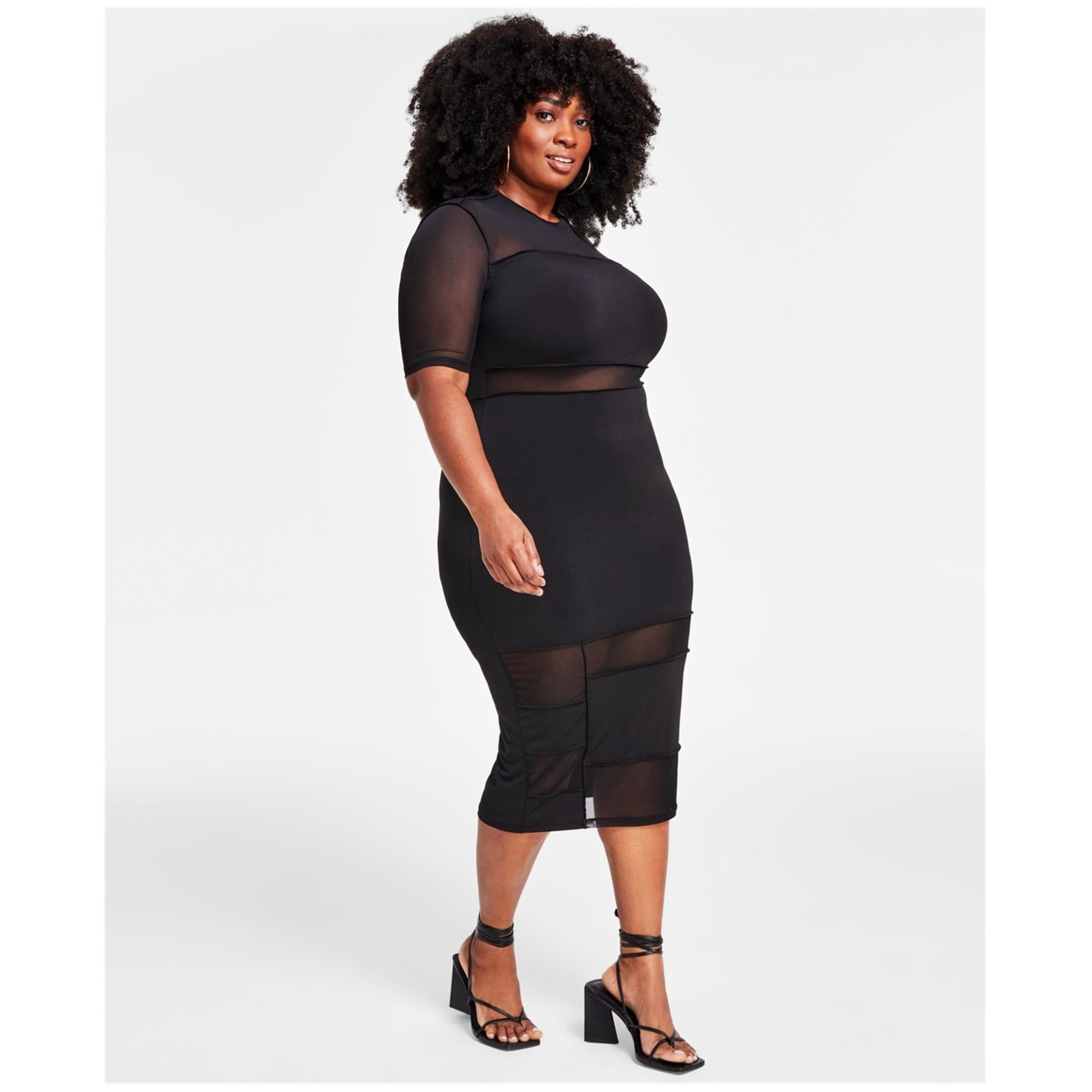 Nina Parker Womens Exposed Seams Mesh Above-Knee Jersey Dress, Black ...