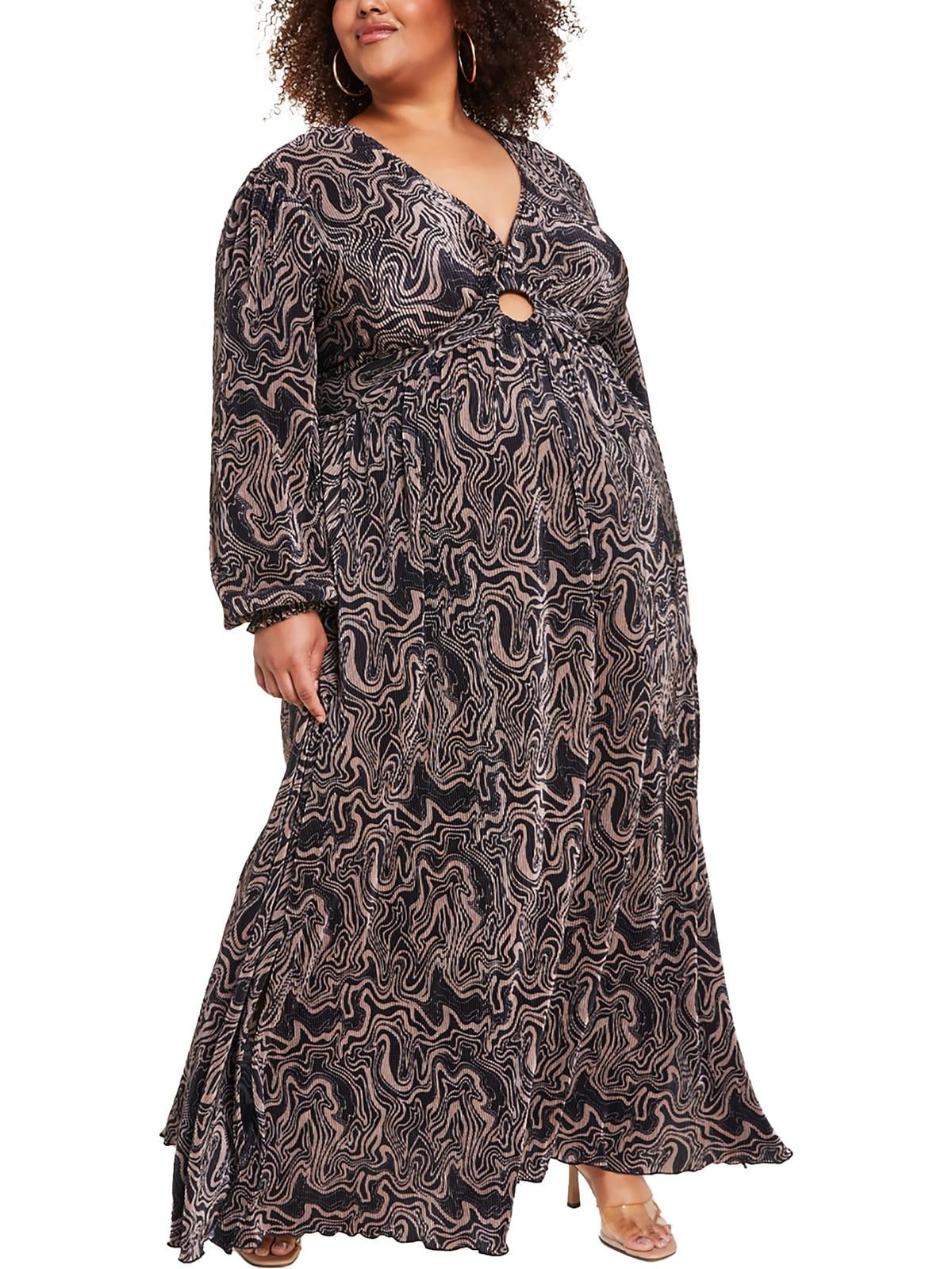 Nina Parker Womens Plus Keyhole Pleated Maxi Dress - Walmart.com