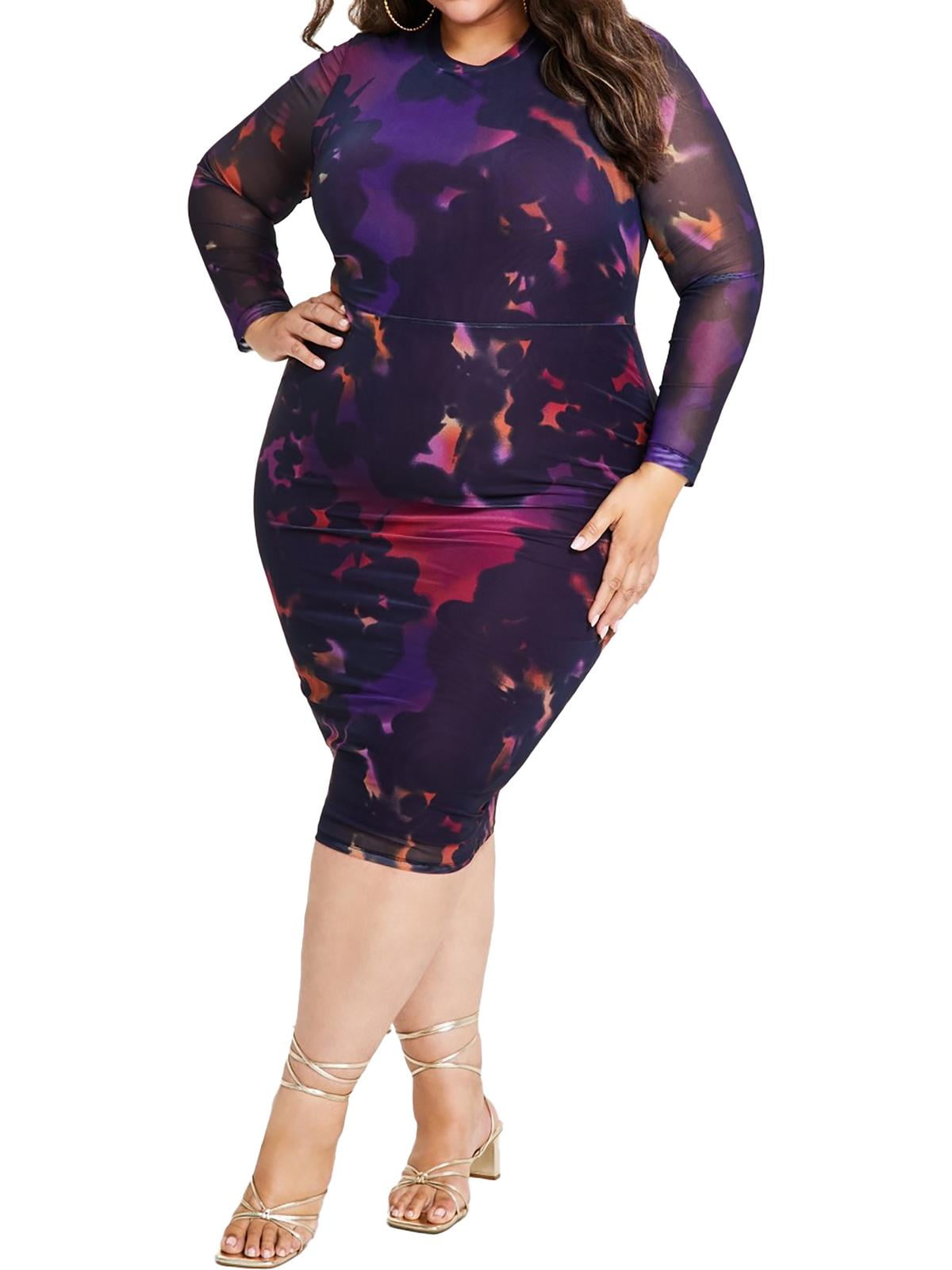 Nina Parker Womens Plus Sheer Midi Dress - Walmart.com